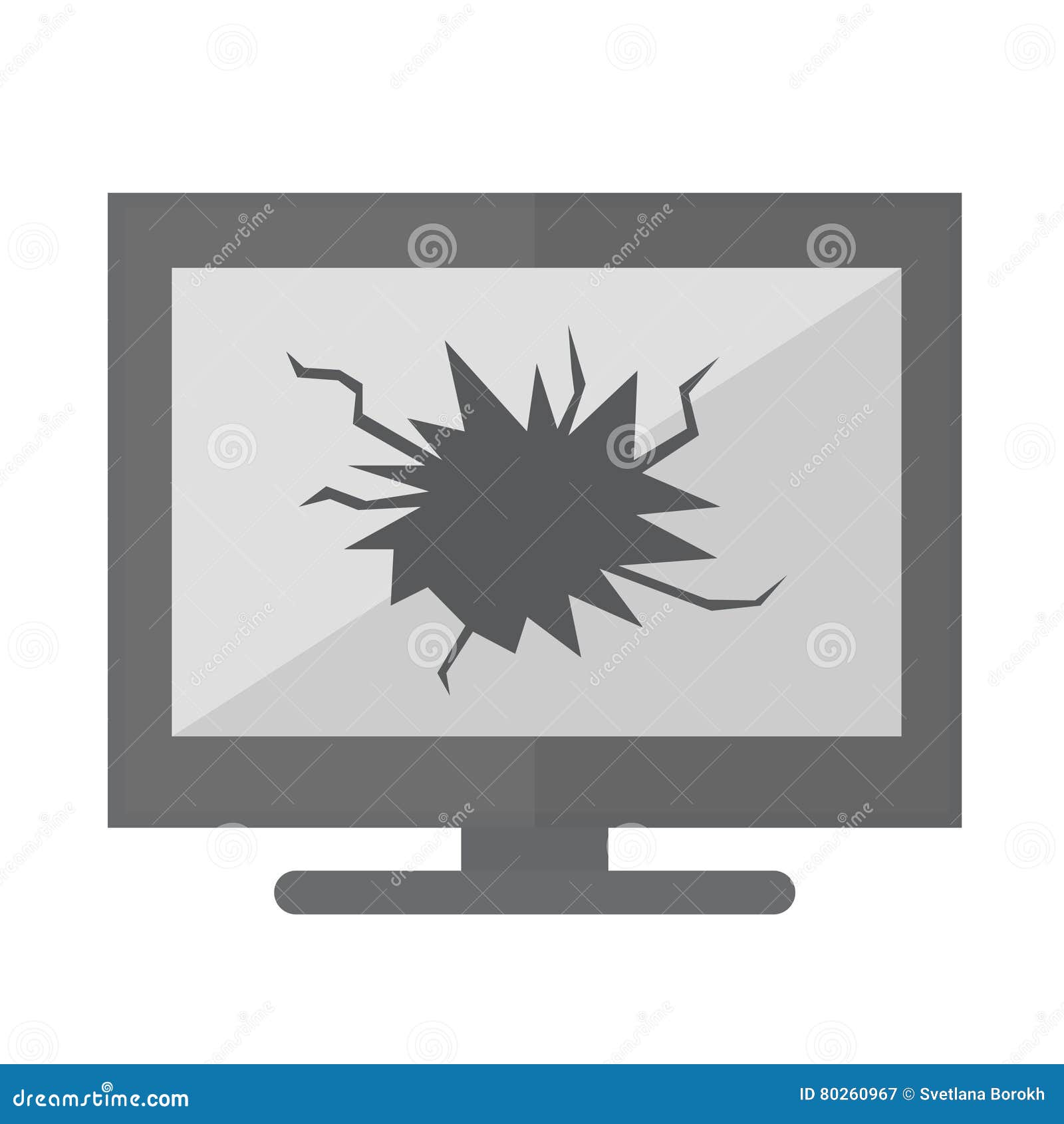 Broken Screen Monitor Icon. Computer Icon with a Broken Screen. Flat ...