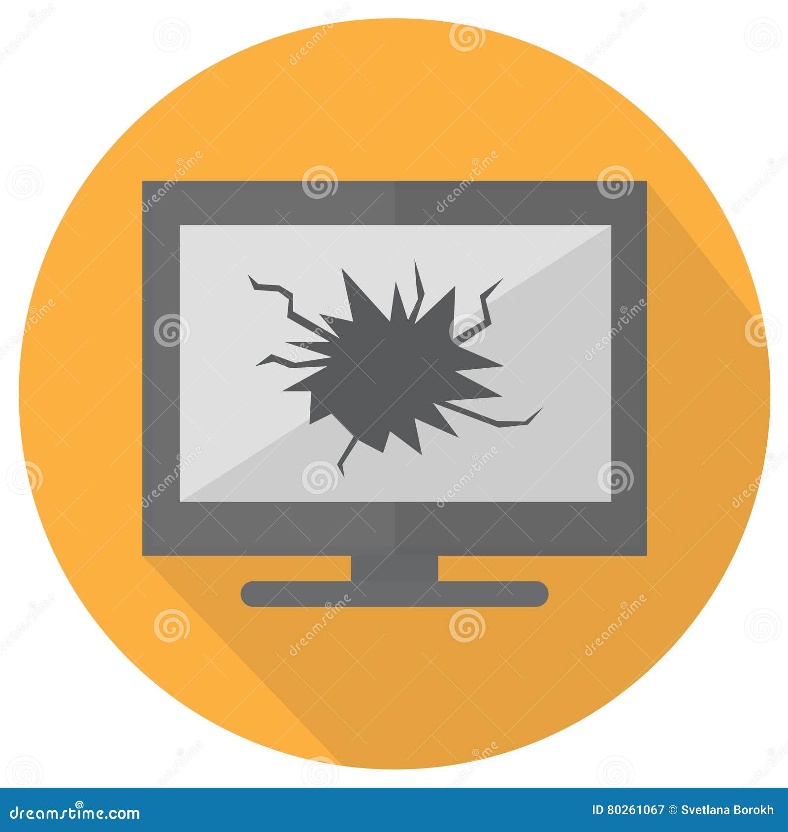 Broken Screen Monitor Icon. Computer Icon with a Broken Screen Stock ...