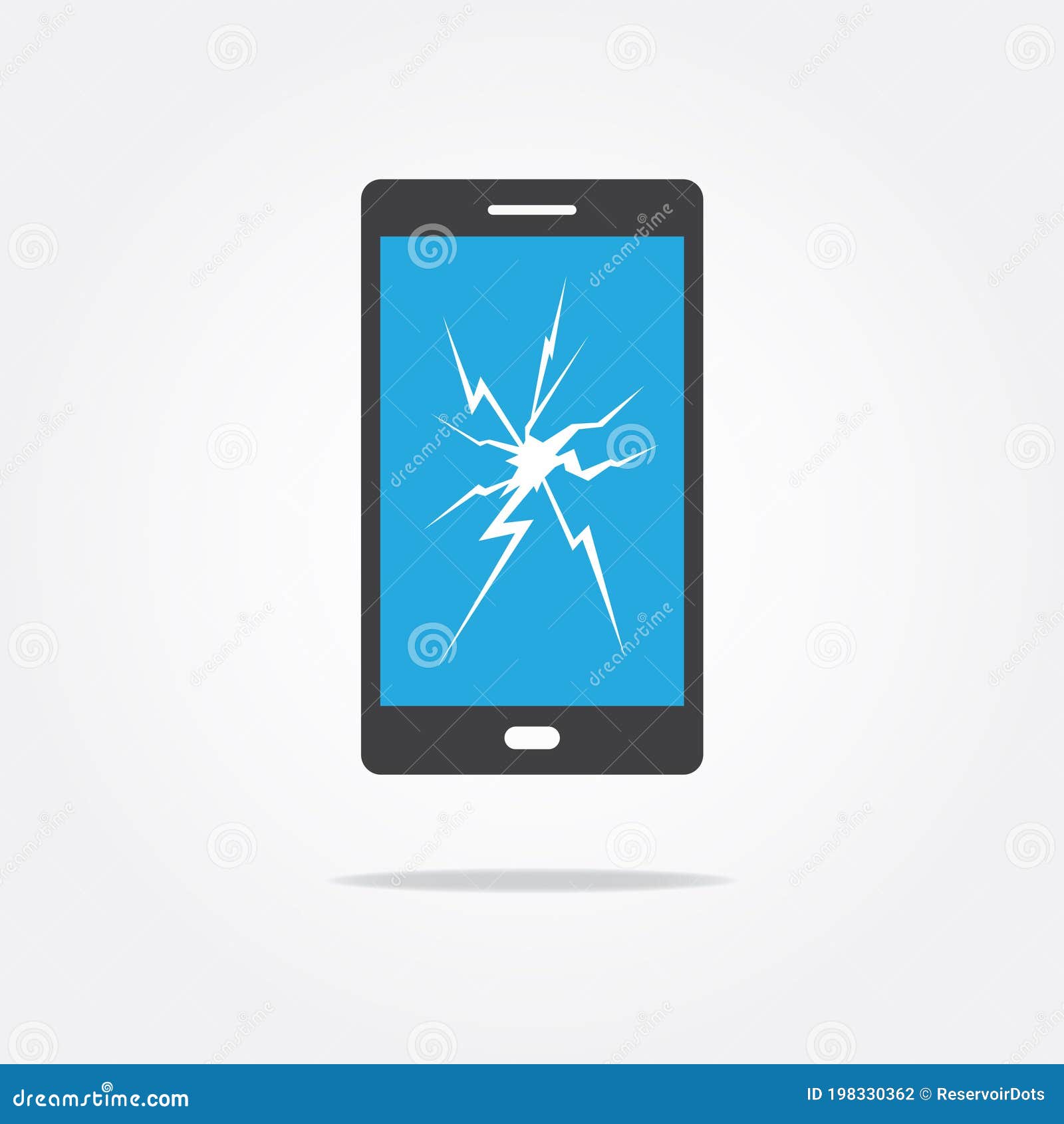 Broken Screen Phone Icon stock vector. Illustration of crack - 198330362
