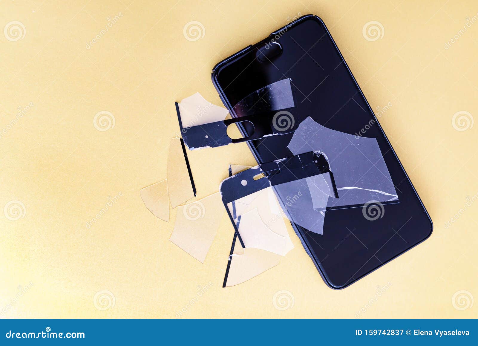 Smartphone with Screen Protect Glass Cover in Colored Background Stock ...