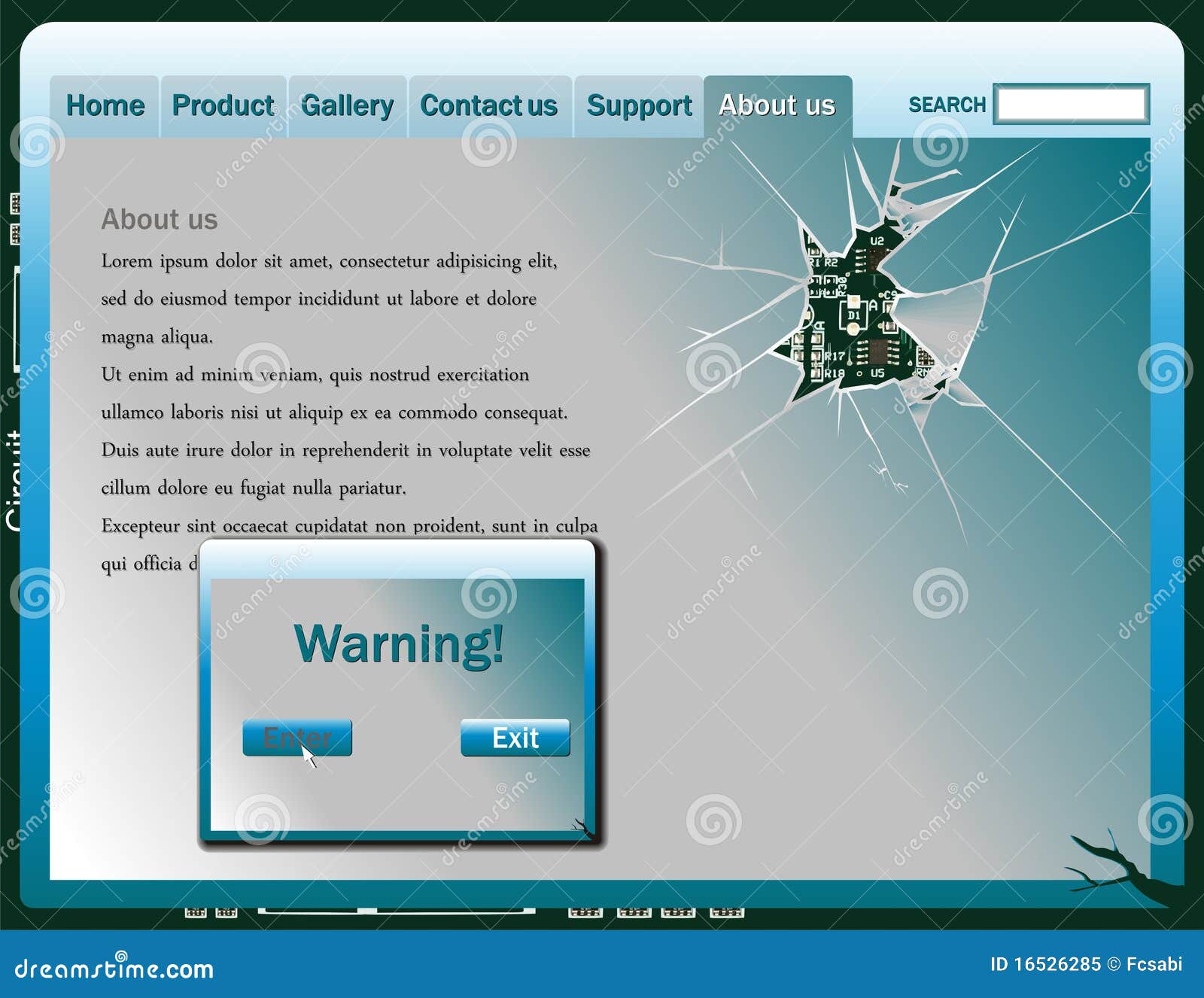 Broken Screen Web Design Elements Stock Vector - Illustration of hole ...