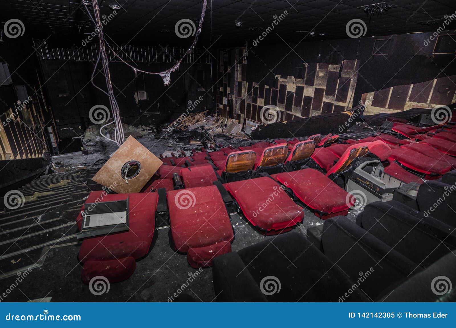 Broken Seats in Burned Cinema Editorial Image - Image of exploration ...