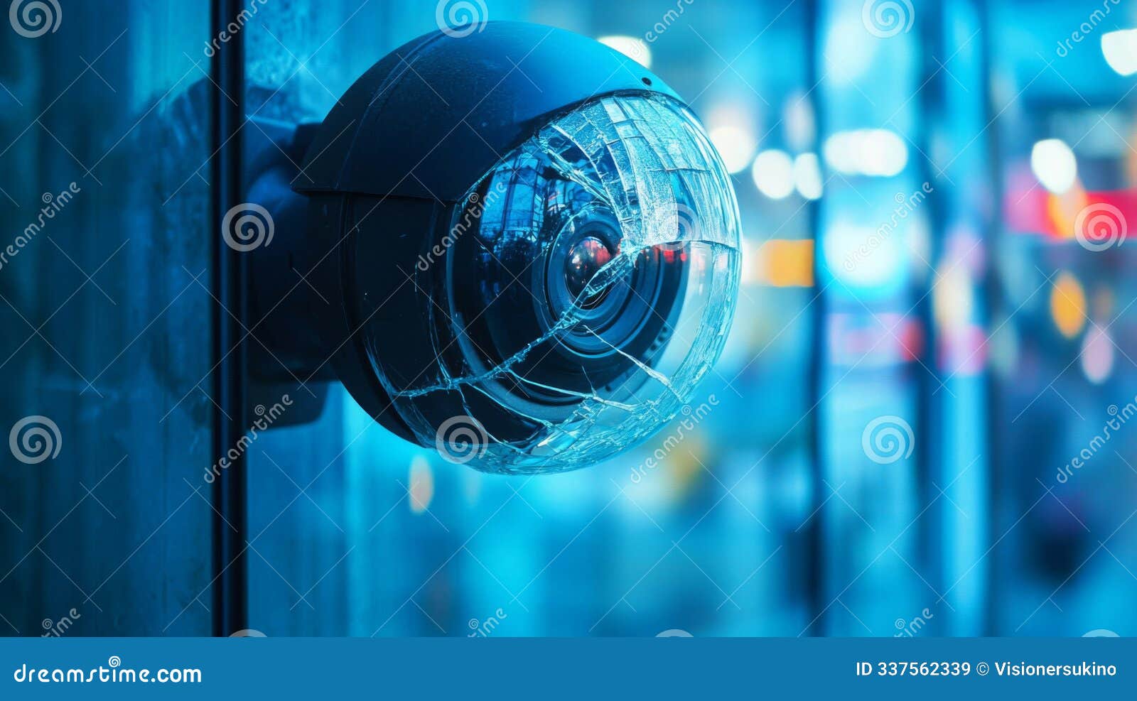A Broken Security Camera on a Wall Stock Illustration - Illustration of ...