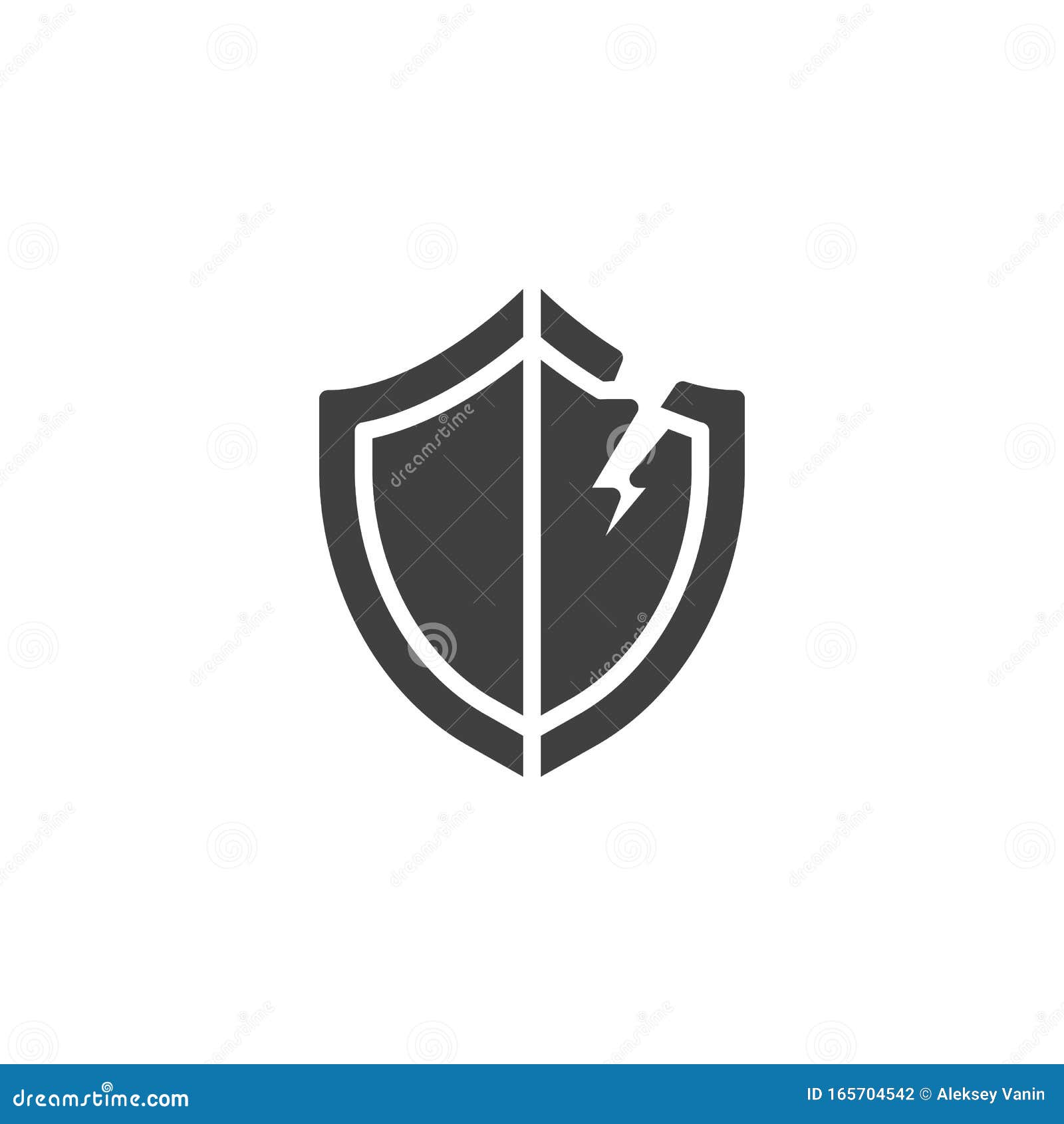 Broken Security Shield Vector Icon Stock Vector - Illustration of ...
