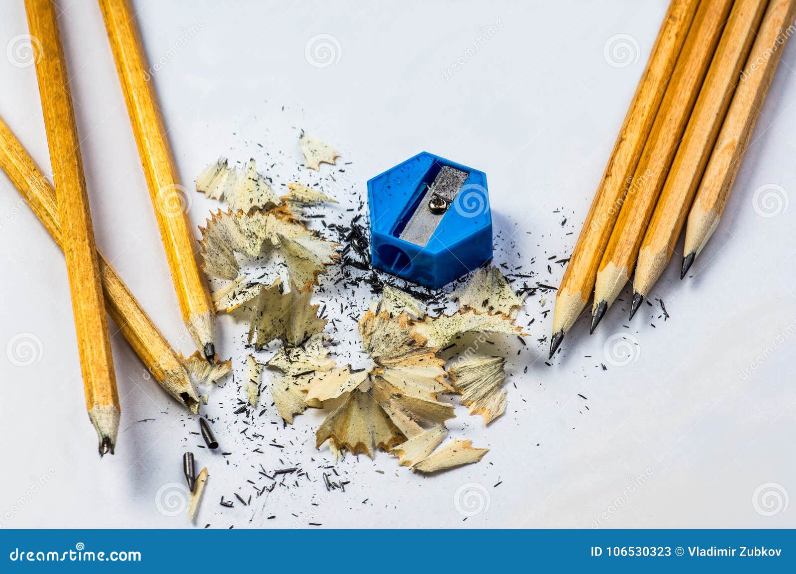 Broken and Sharpened Pencils with Sharpener Stock Image - Image of ...