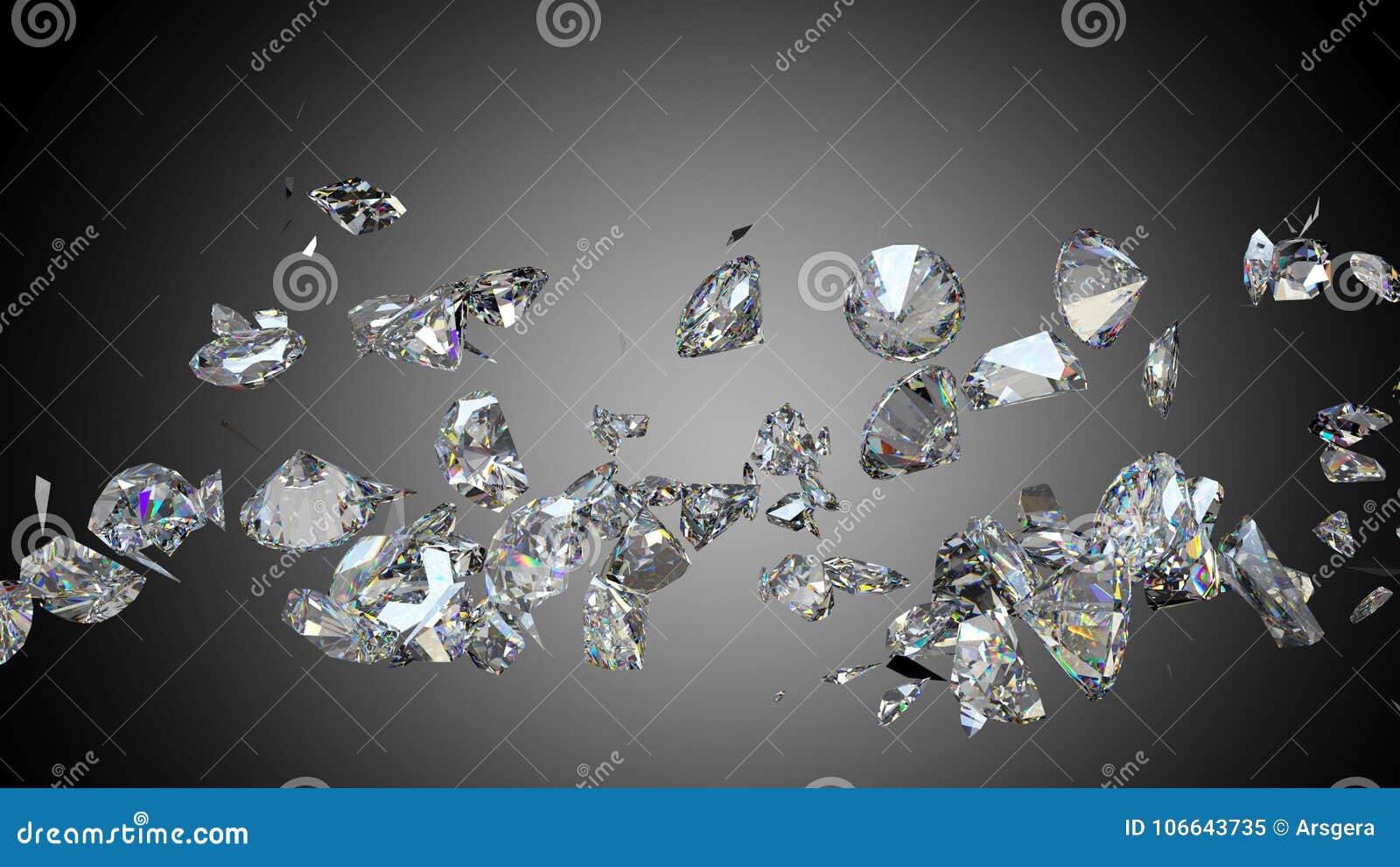 Broken and Shattered Diamonds or Gemstones Stock Illustration ...