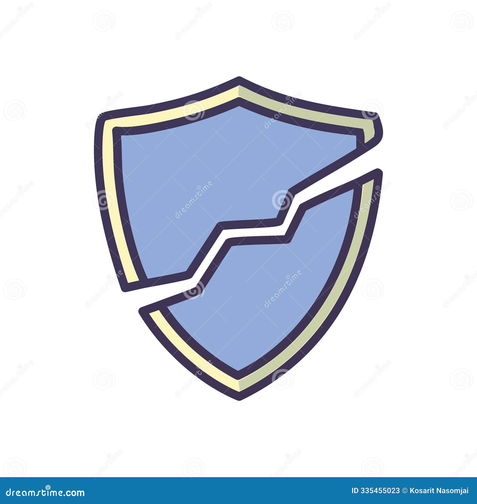Broken Shield Icon. Cracked Shield Icon, Symbolizing Vulnerability and ...