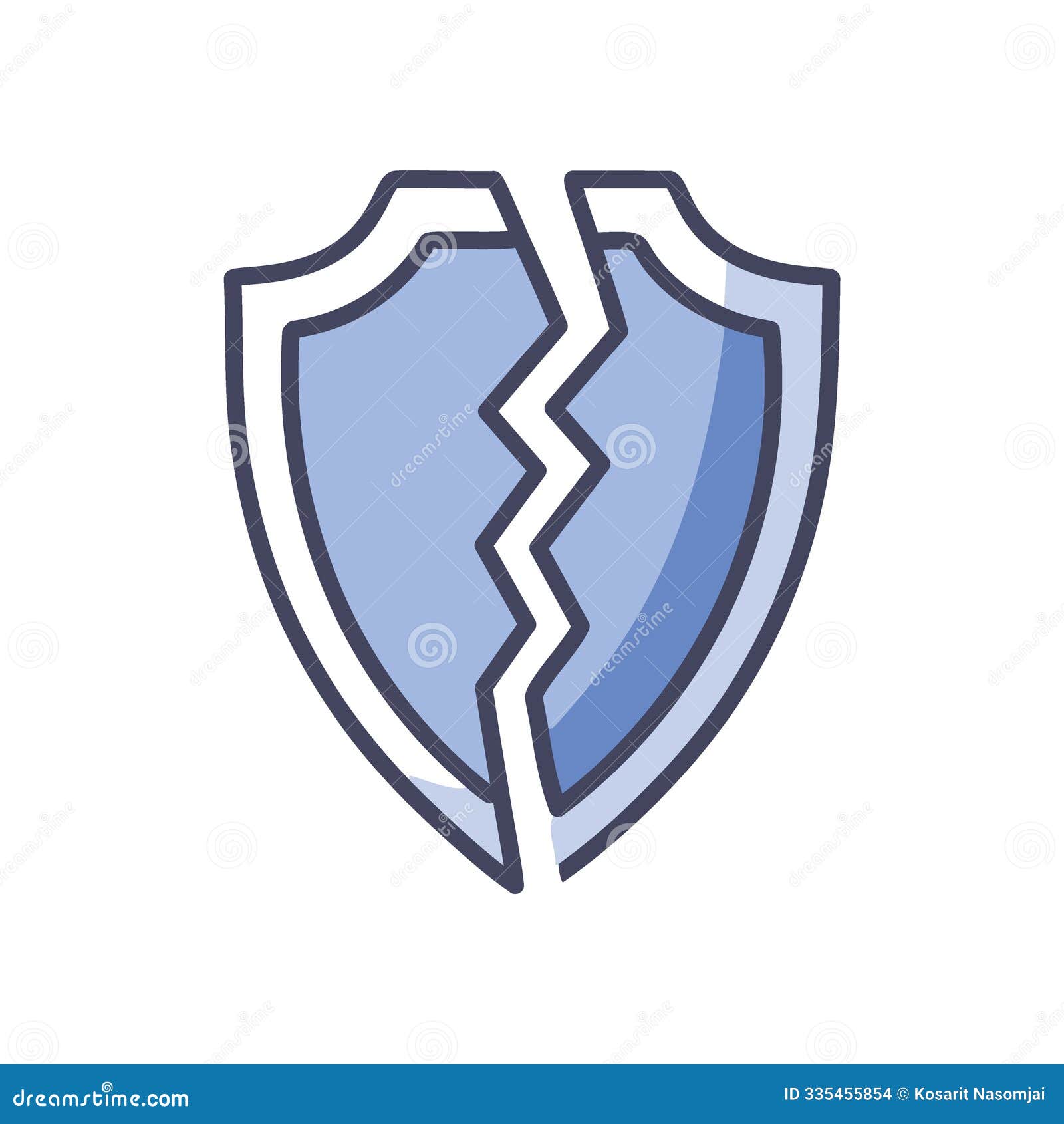 Broken Shield Icon. a Cracked Shield, Symbolizing Vulnerability and ...