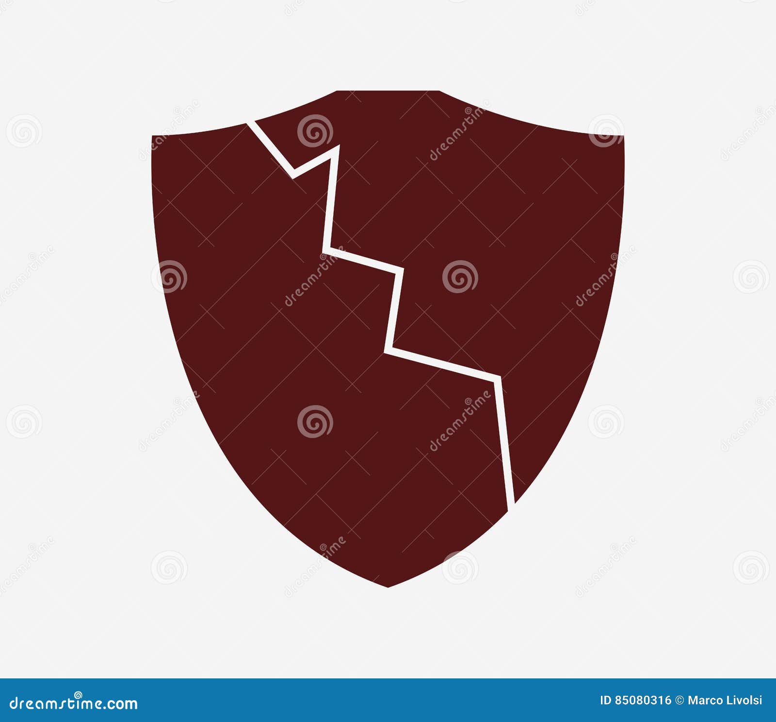 Broken Shield Icon Illustrated Stock Illustration - Illustration of ...