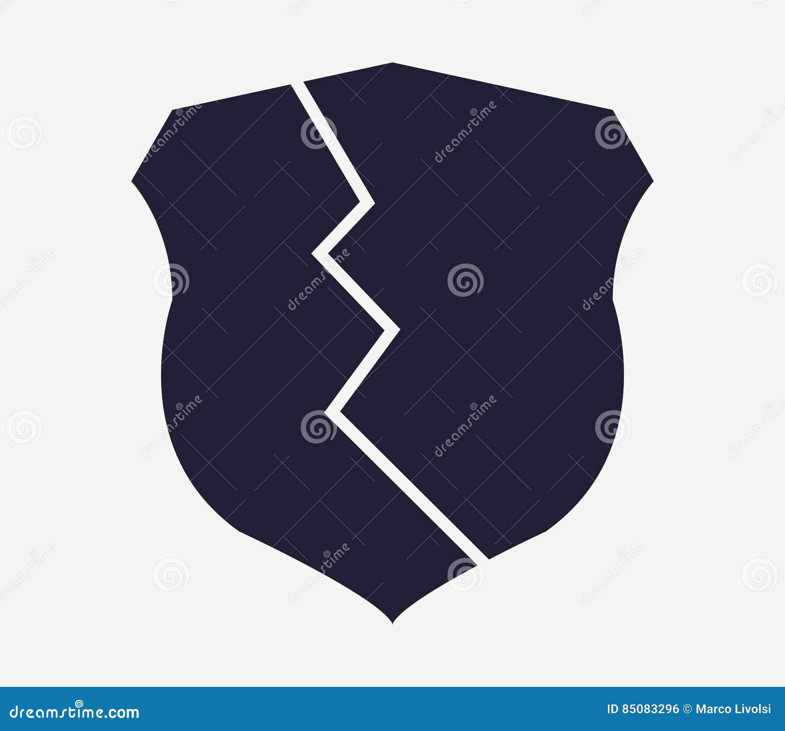Broken Shield Icon Illustrated Stock Illustration - Illustration of ...