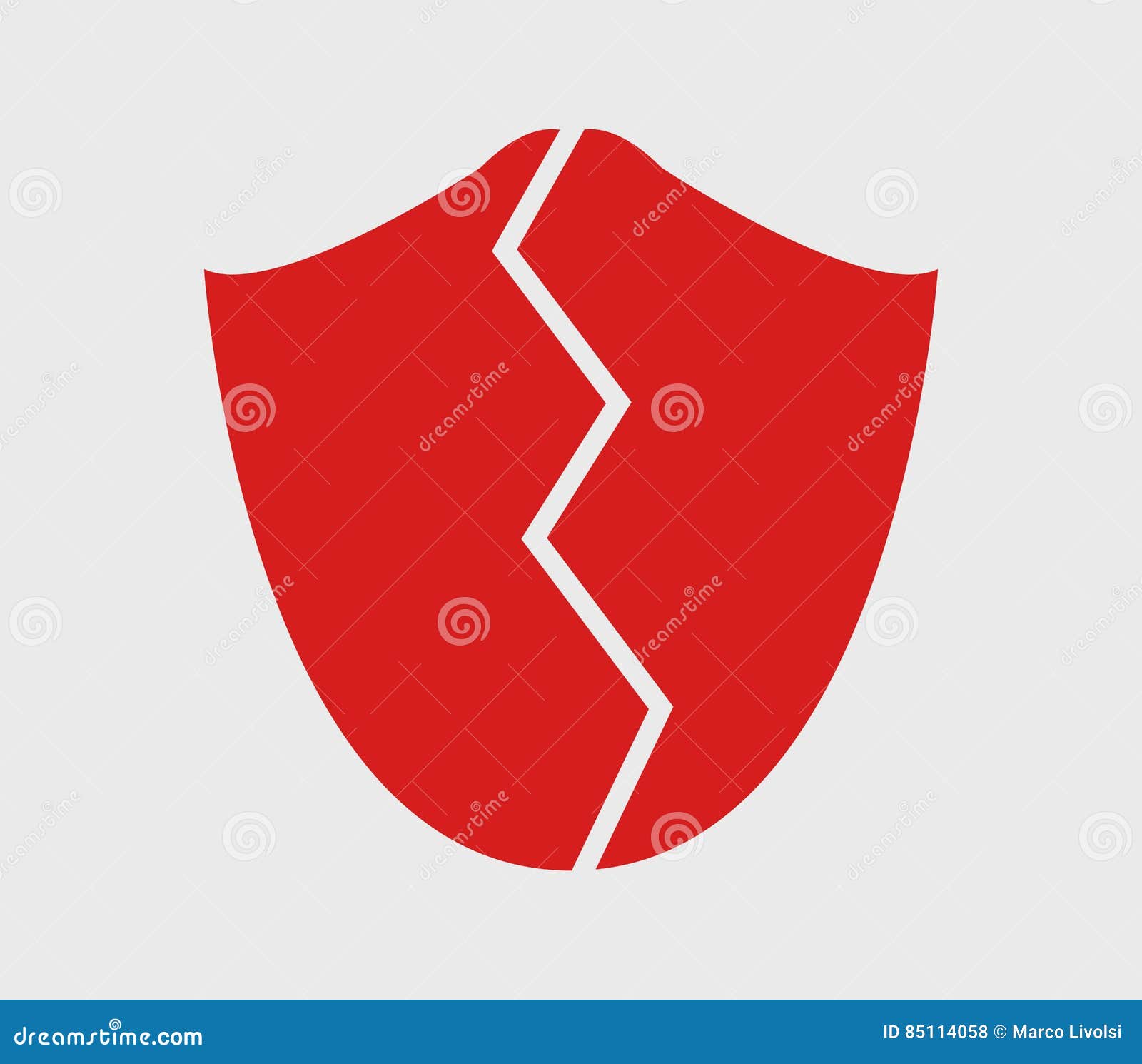 Broken Shield Icon Illustrated Stock Illustration - Illustration of ...