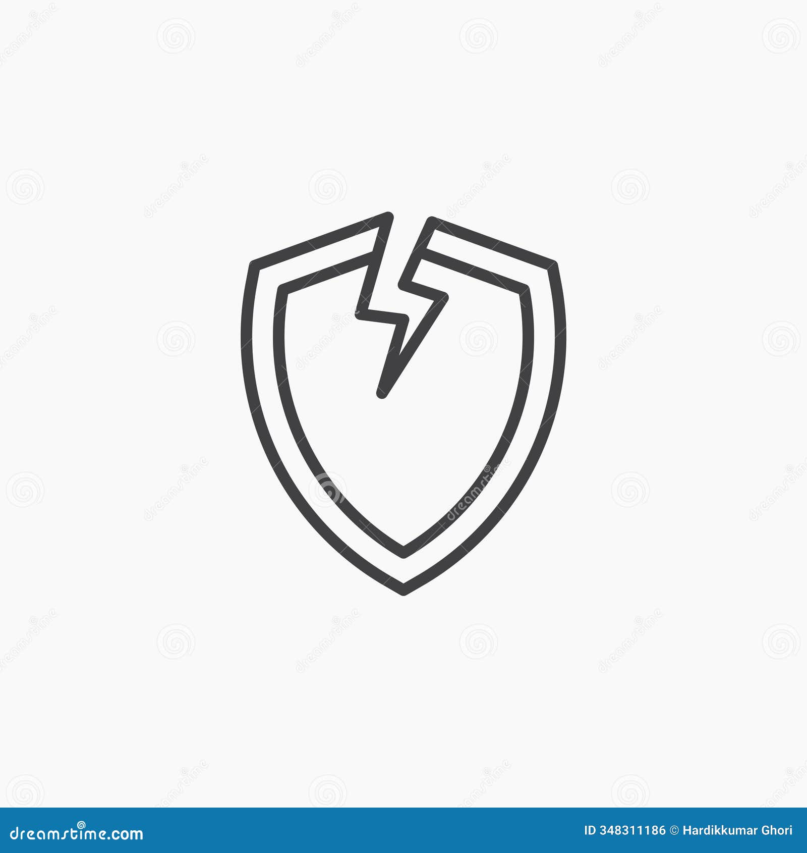 Broken shield icon vector stock vector. Illustration of shape - 348311186