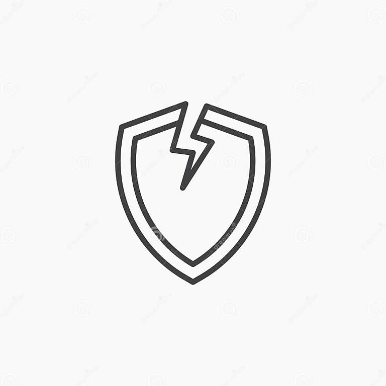 Broken shield icon vector stock vector. Illustration of shape - 348311186