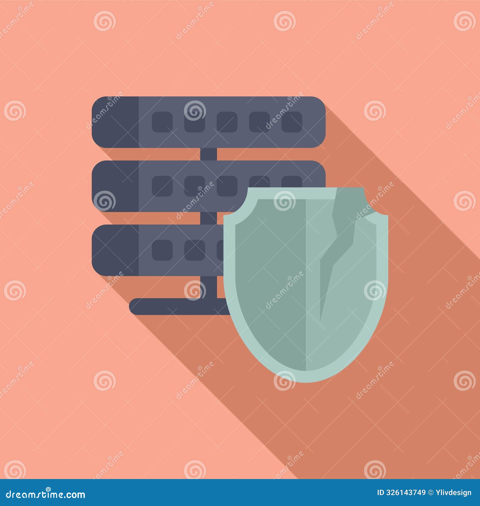 Broken Shield Protecting Server Rack from Attack Stock Illustration ...