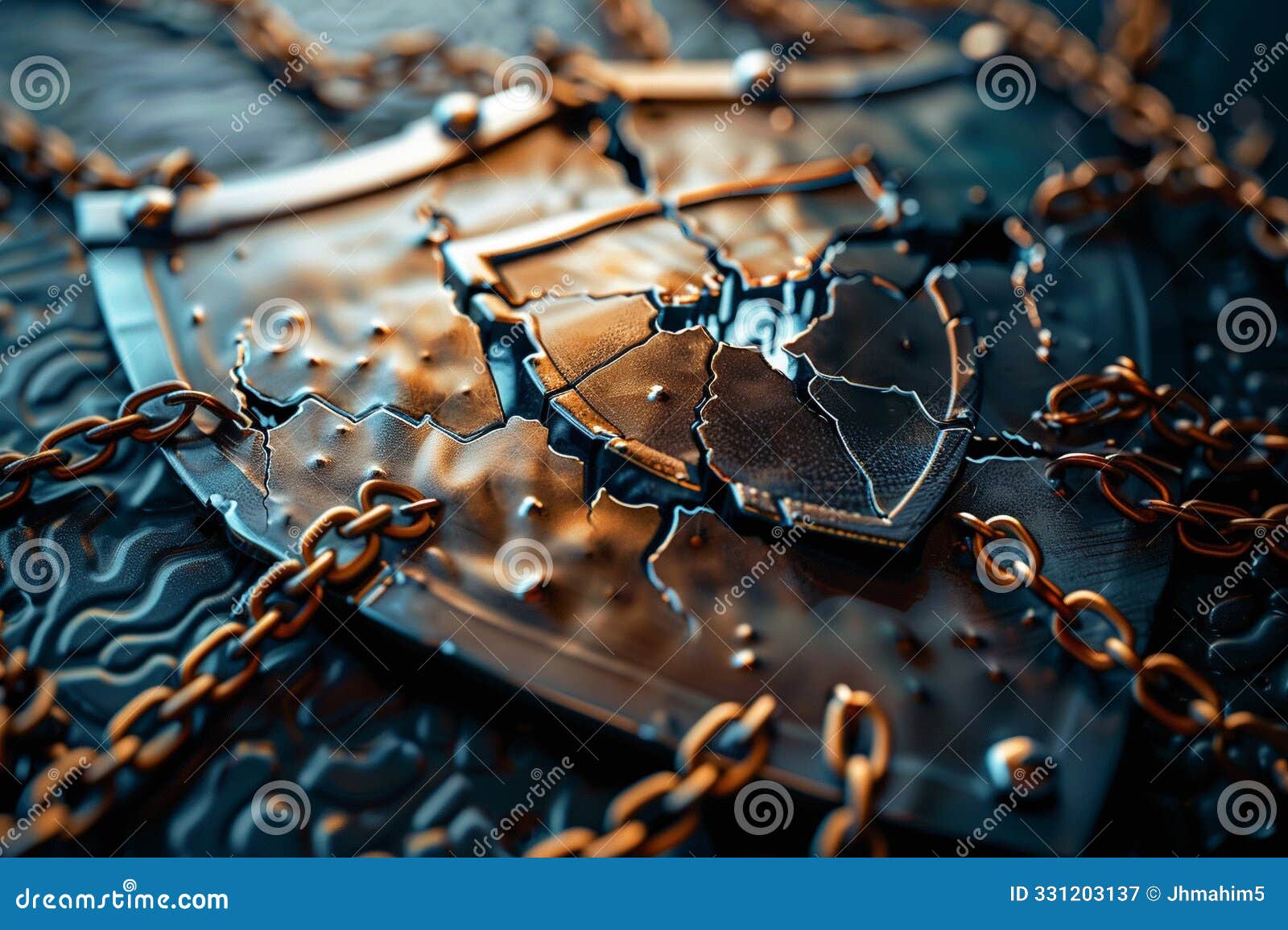 Broken Shield Symbol of Vulnerability Stock Illustration - Illustration ...