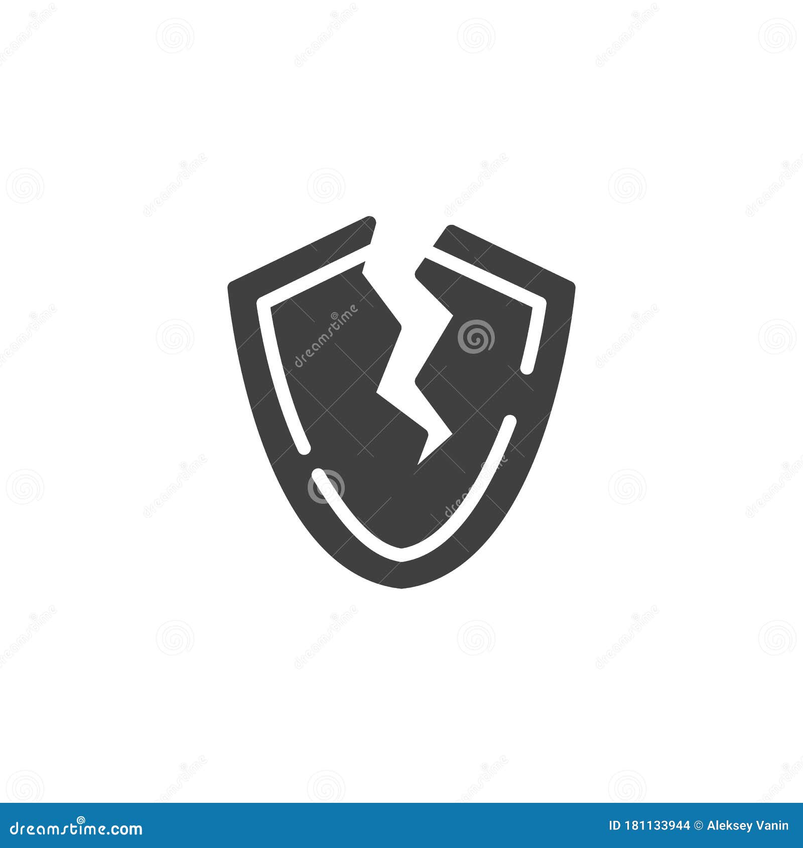 Broken shield vector icon stock vector. Illustration of broken - 181133944