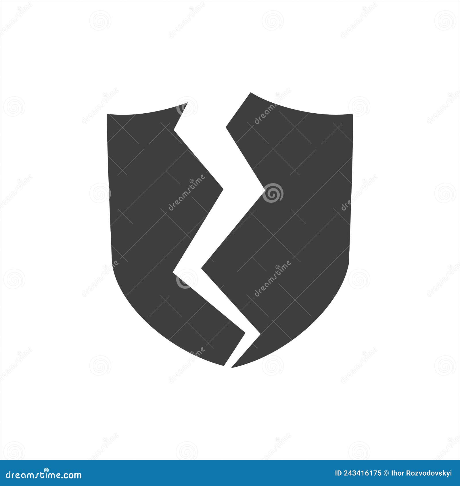 Broken Shield Vector Icon. Filled Flat Sign for Mobile Concept and Web ...