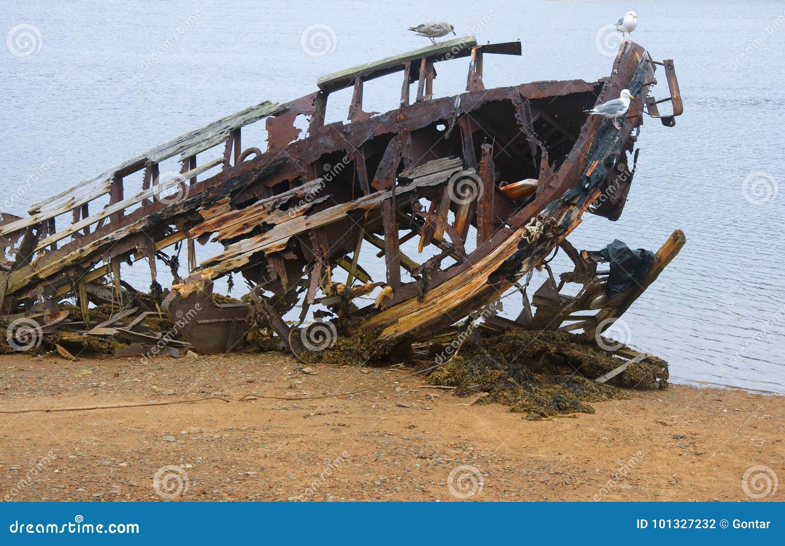 Broken Ship In The Sand At The Beach Royalty-Free Stock Photo ...