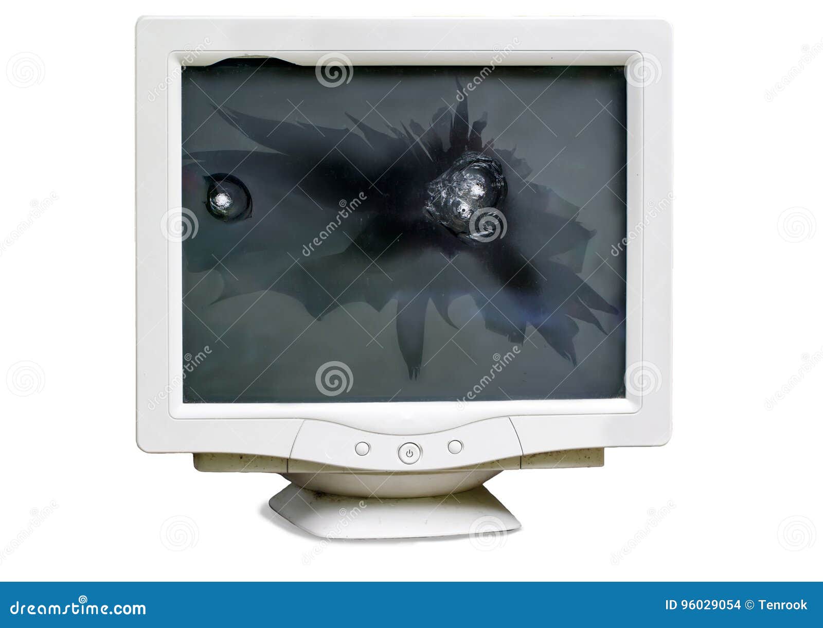 Broken Shot Bullets CRT Computer Monitor Isolated Stock Photo - Image ...