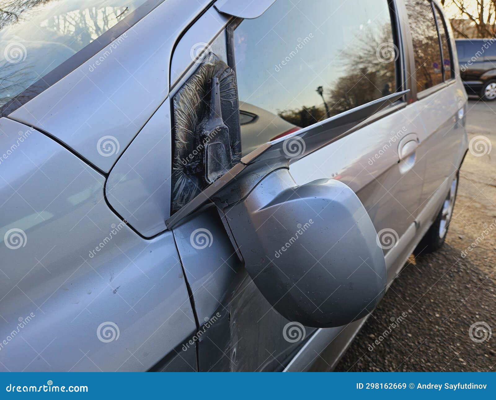 Broken Side Mirror of the Car. an Accident on the Road. Stock Image ...