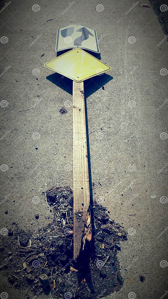 Broken sign stock photo. Image of caution, reflector - 51606128