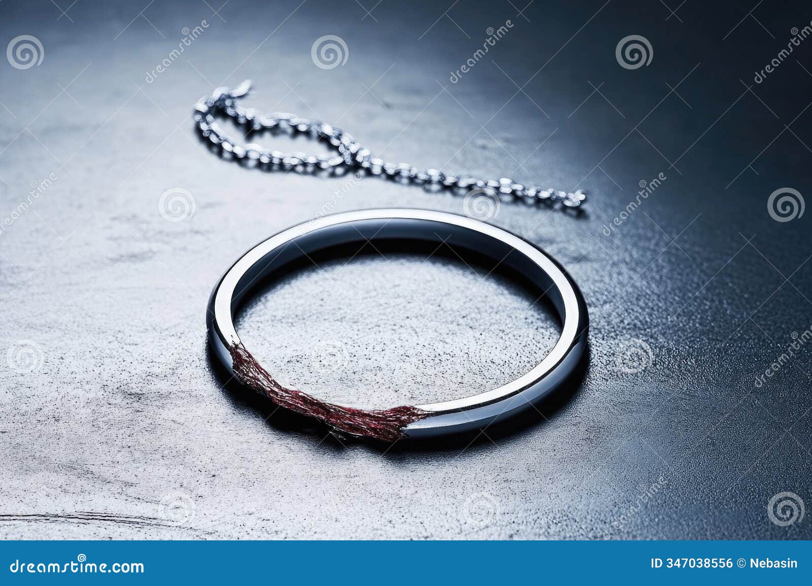 Broken Silver Ring with Fragile Chain on Dark Surface Stock Photo ...