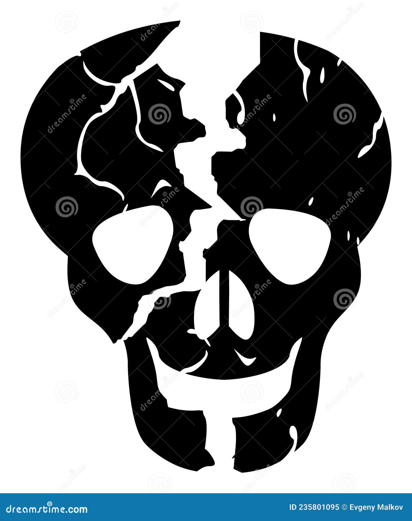 Vector Broken Skull Icon Illustration Stock Vector - Illustration of ...