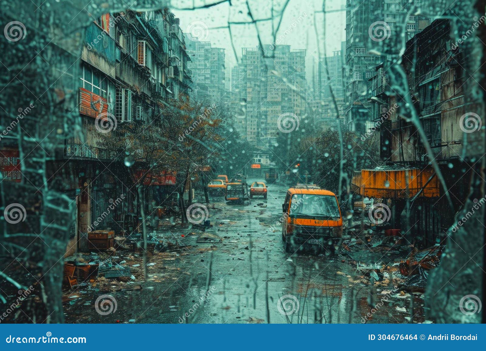 Broken Skyline: Remnants of Catastrophe. Stock Illustration ...