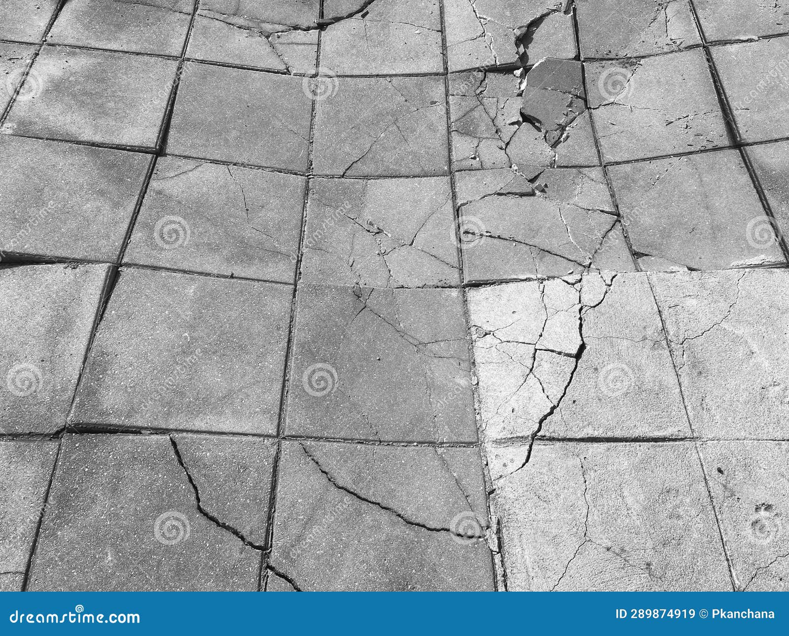 Broken Slabs Footpath in the City Stock Image - Image of dirty ...