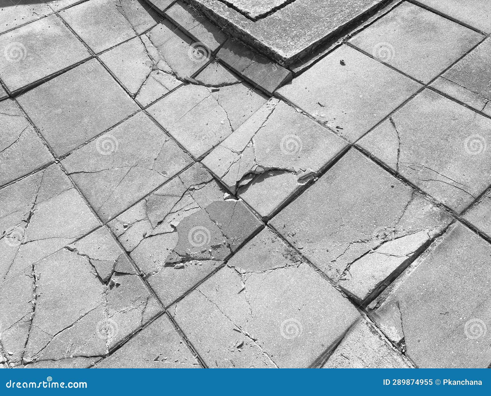 Broken Slabs Footpath in the City Stock Image - Image of material ...