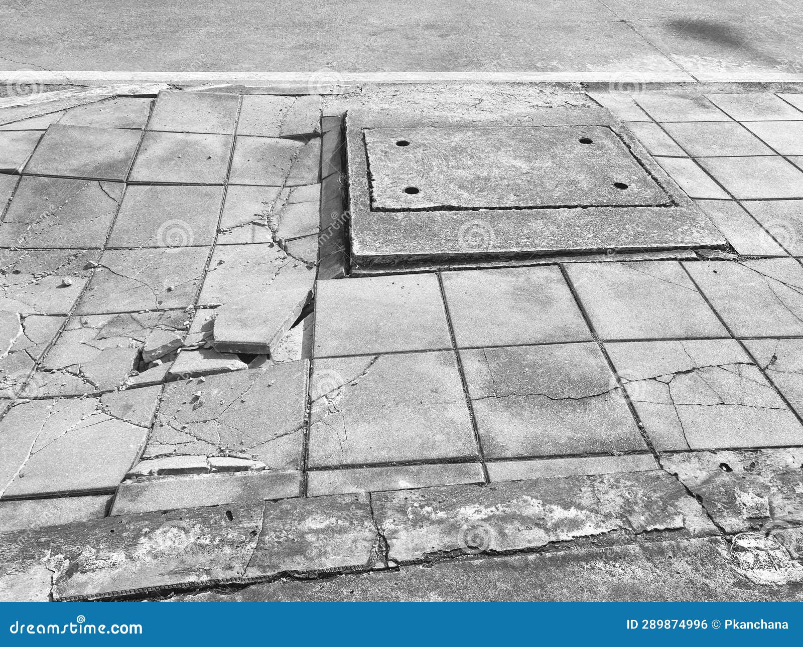 Broken Slabs Footpath in the City Stock Photo - Image of walk, grid ...