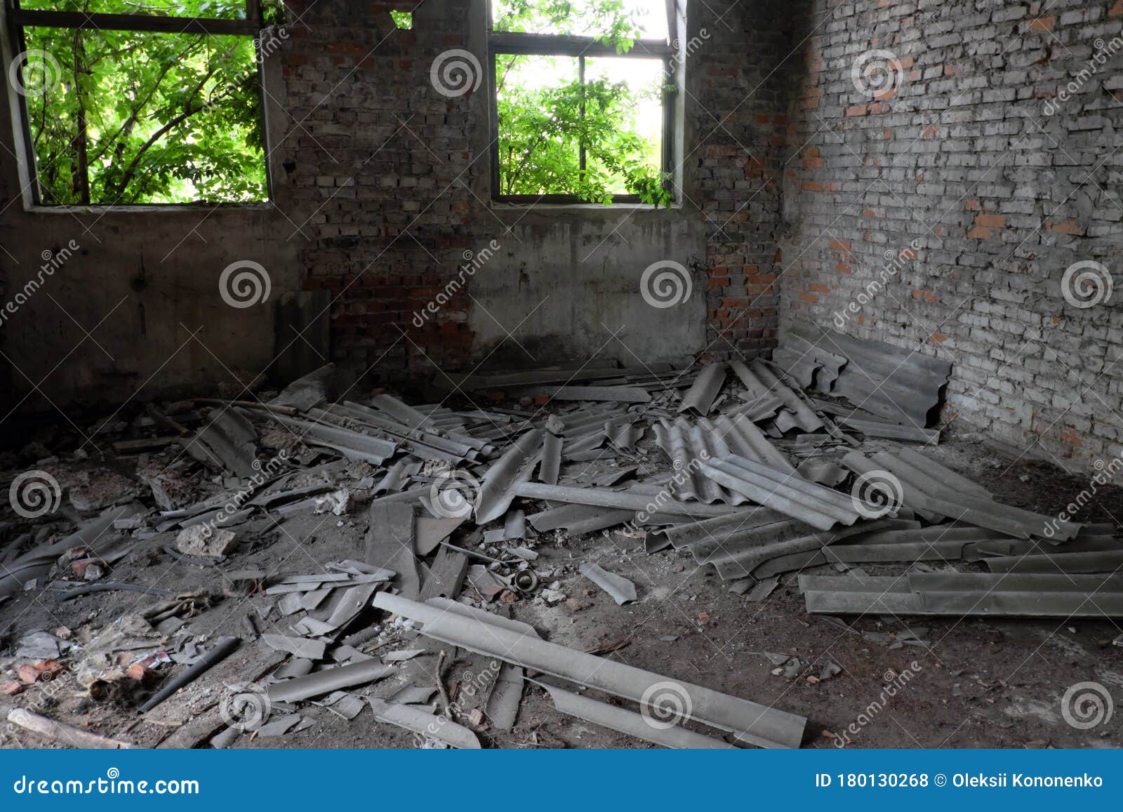 Broken Slate Sheets are Lying on the Floor of an Abandoned Building ...