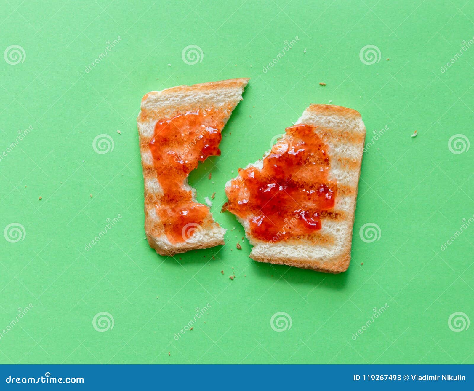 Broken Slice of Toast Bread and Jam Stock Image - Image of gluten ...