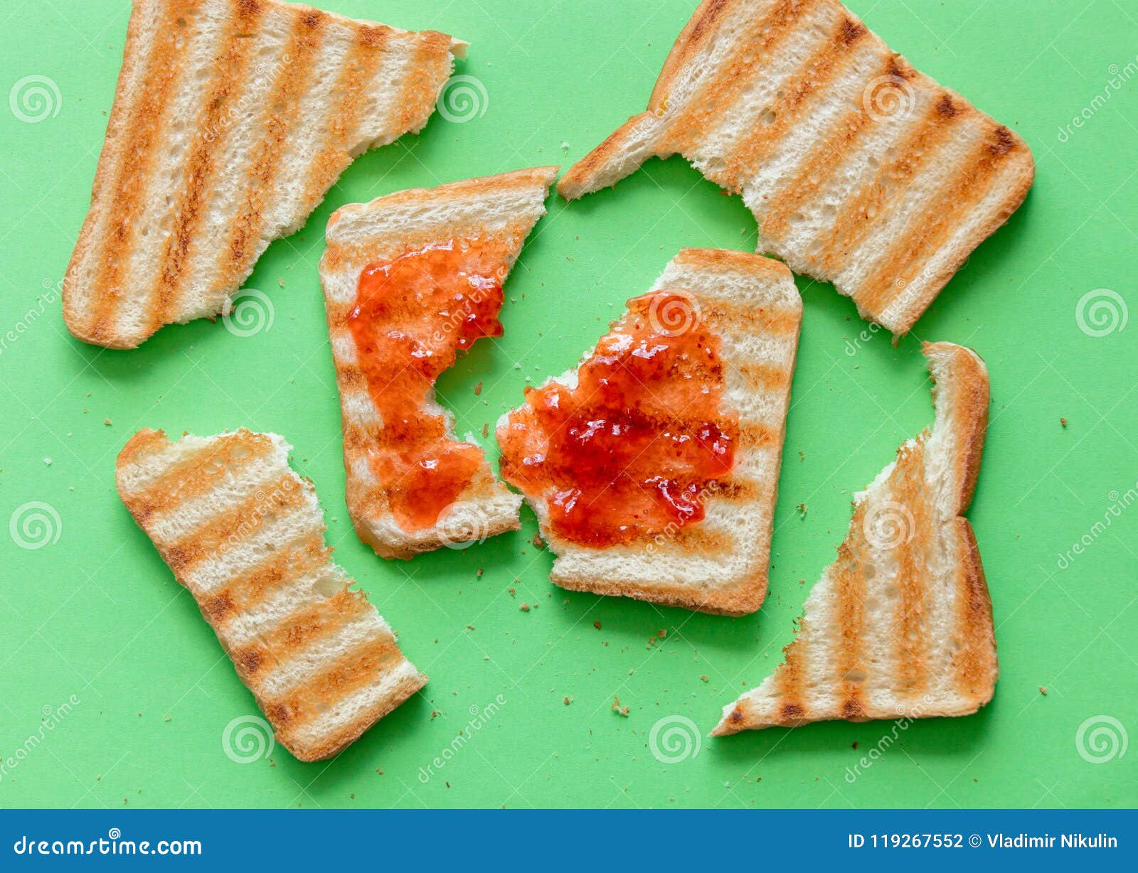 Broken Slice of Toast Bread and Jam Stock Photo - Image of bakery ...