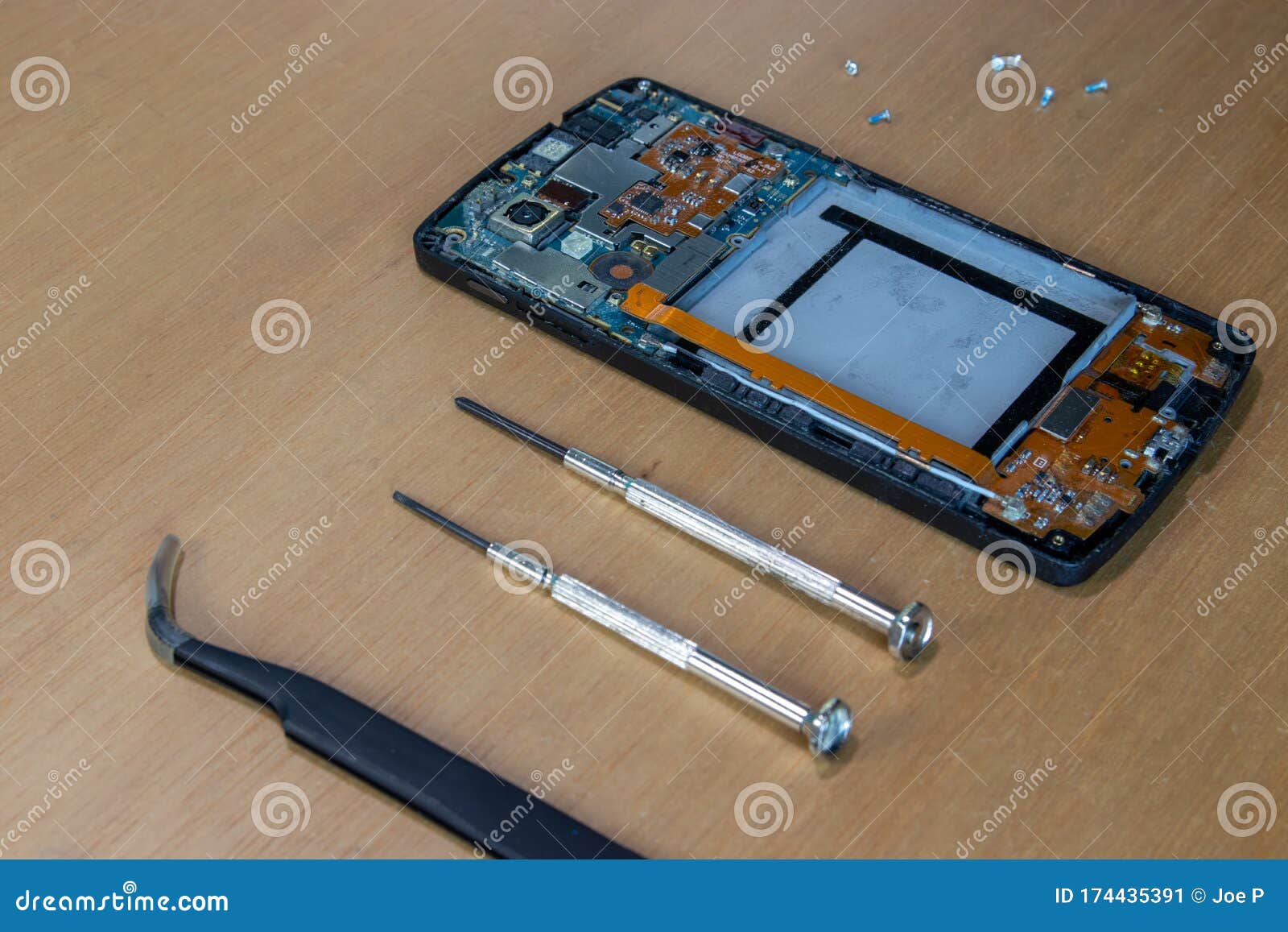 Broken Smartphone Being Repaired at Home Stock Image - Image of ...