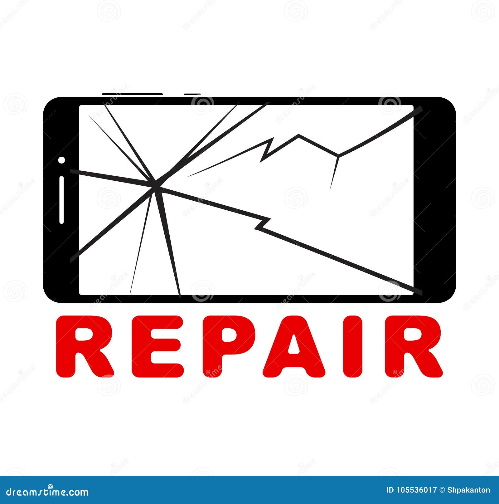 Broken Smartphone with Cracked Touch Screen, Cell Phone Flat Stock ...