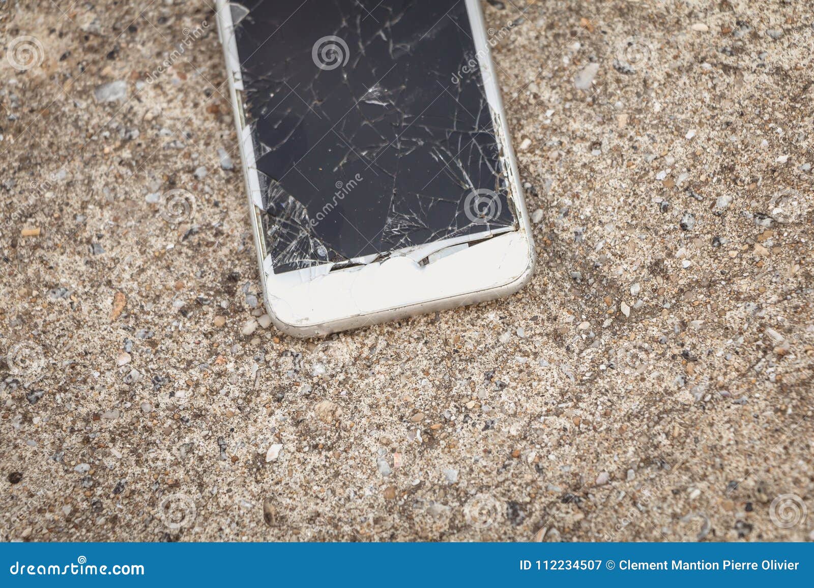 Broken Smartphone Fallen on a Concrete Floor Stock Image - Image of ...