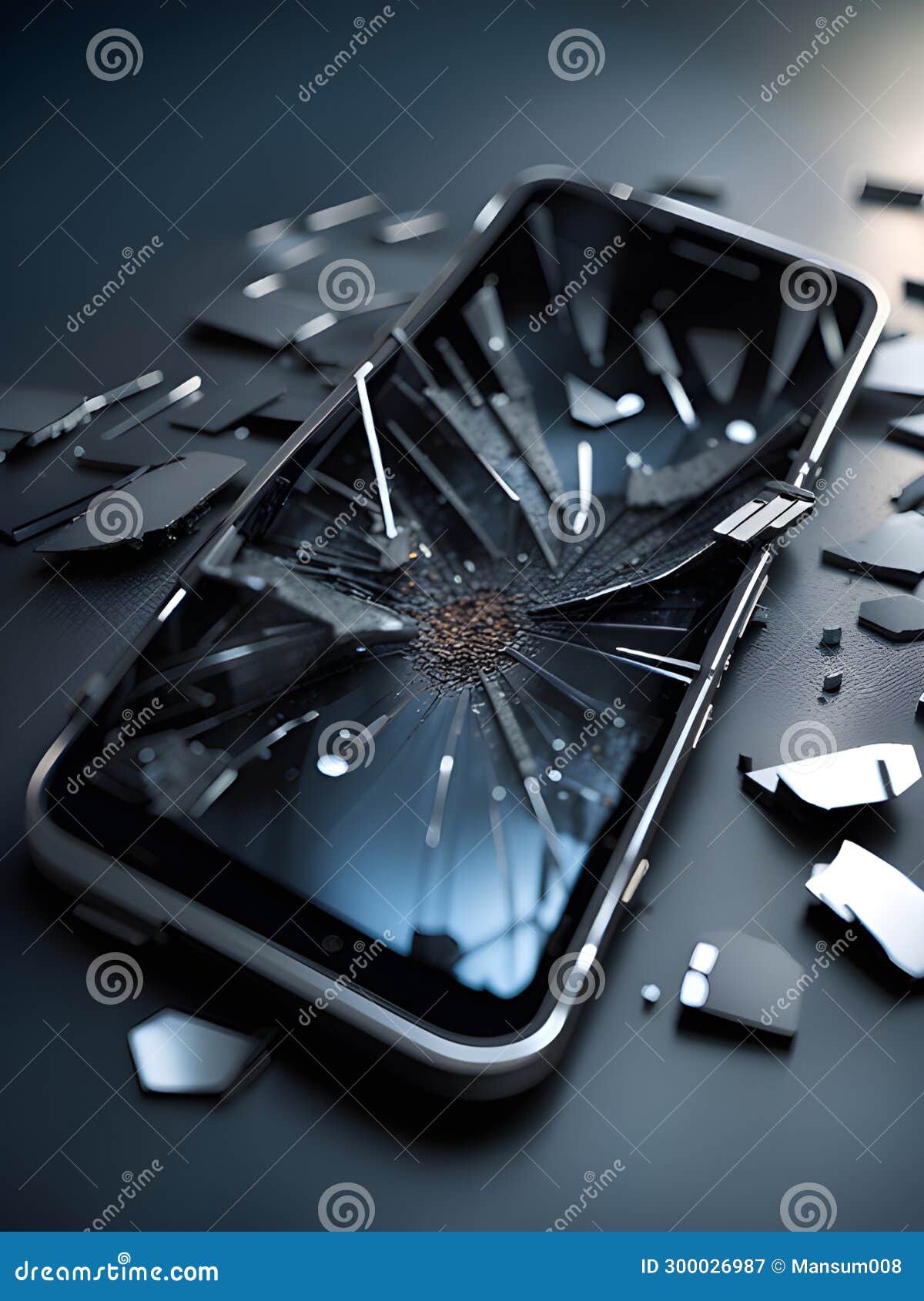 Broken Smartphone in Front of a Broken Smartphone with Broken Glass ...