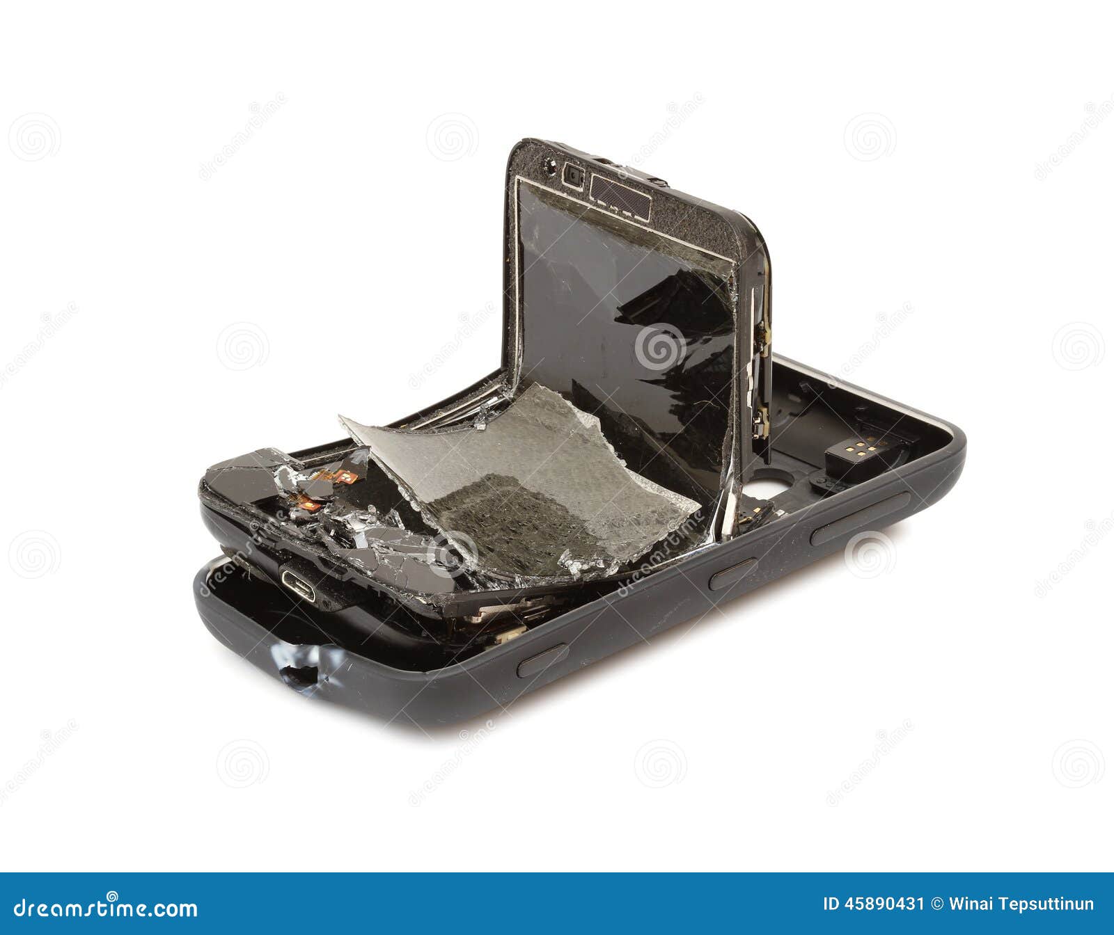 Broken Smartphone With Cracked Destroyed Screen Stock Photo ...