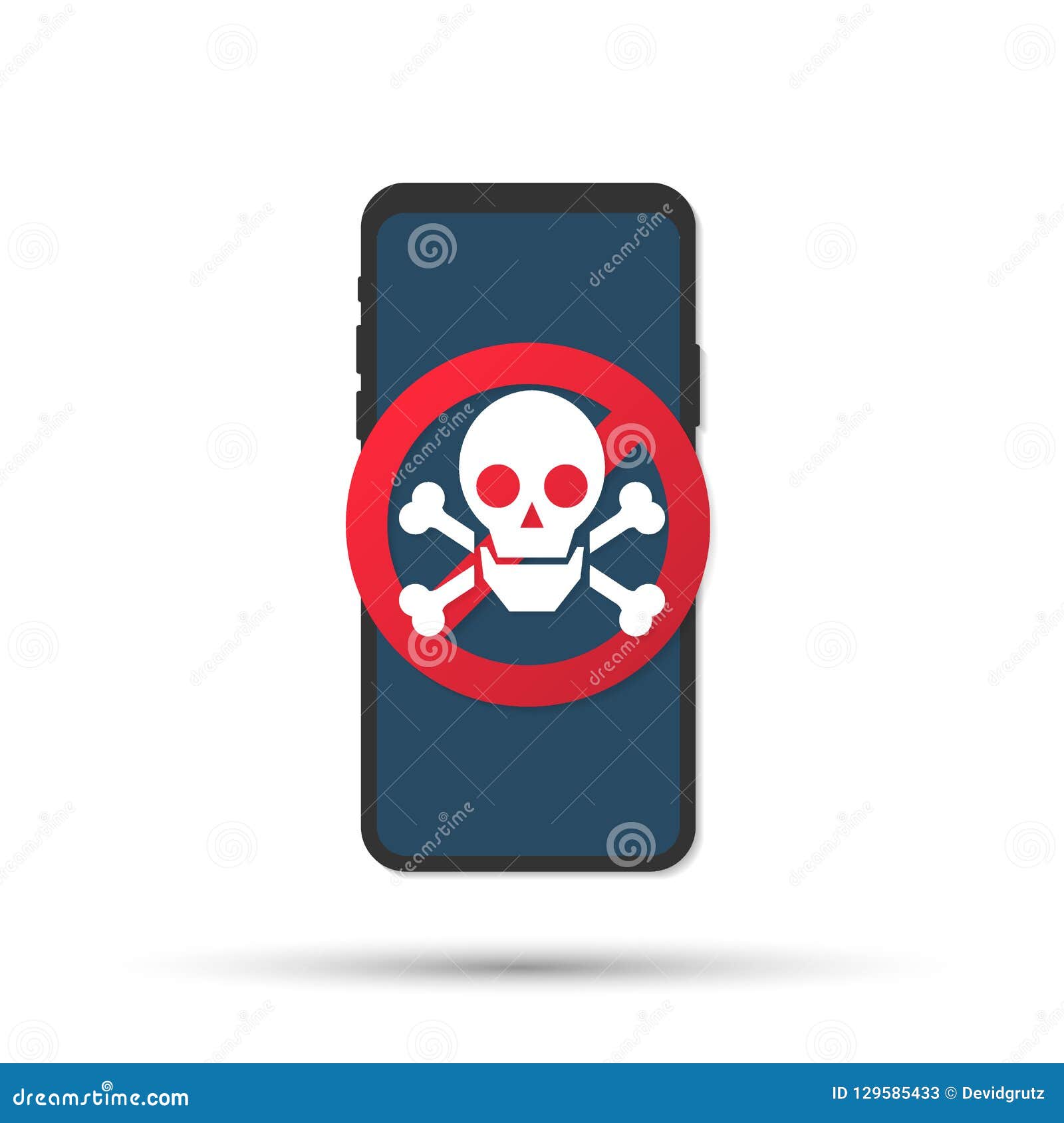 Broken Smartphone. Malware Notification on Smartphone Stock Vector ...