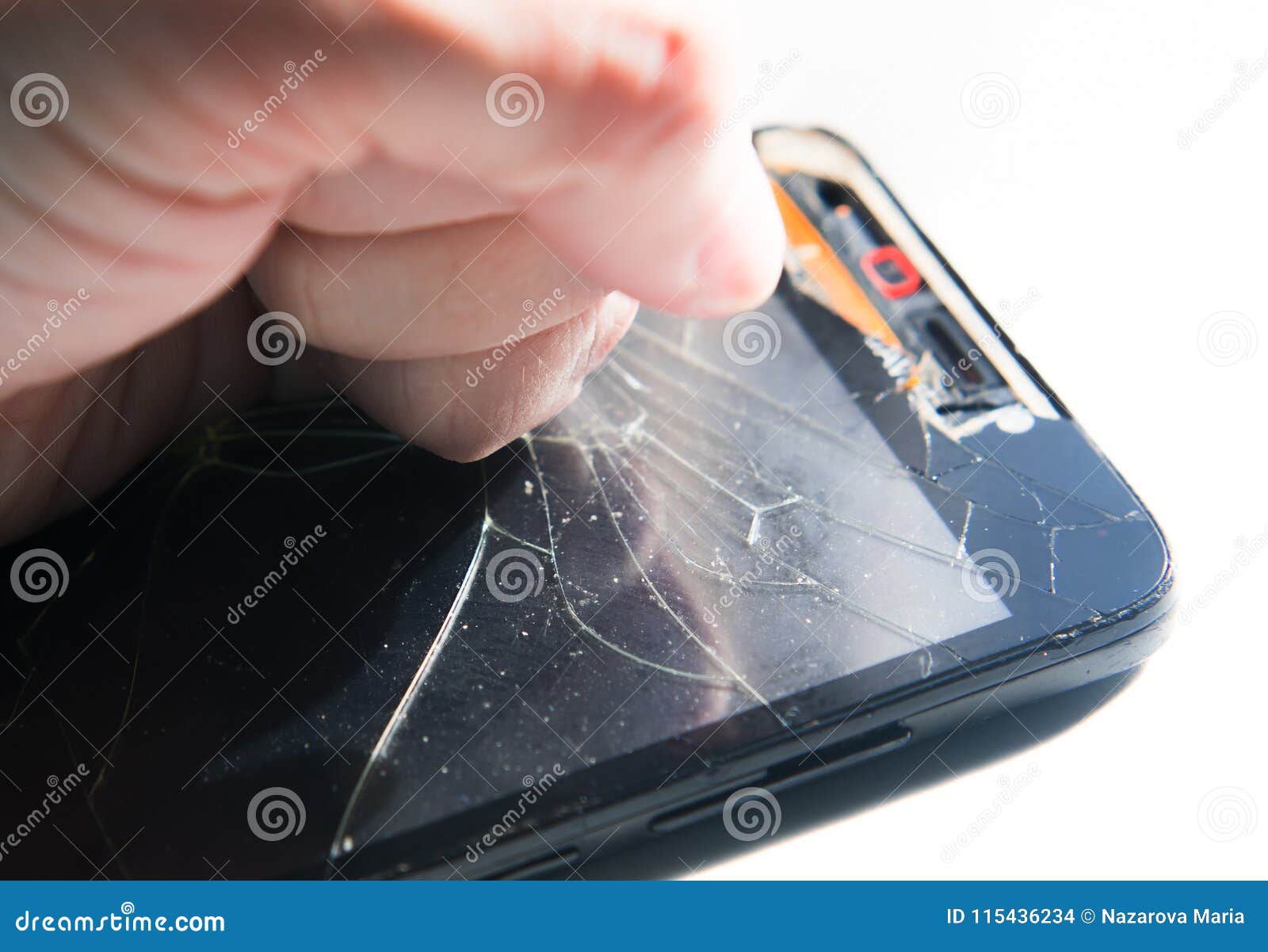 Punch in the Screen of the Phone Stock Photo - Image of cellphone ...