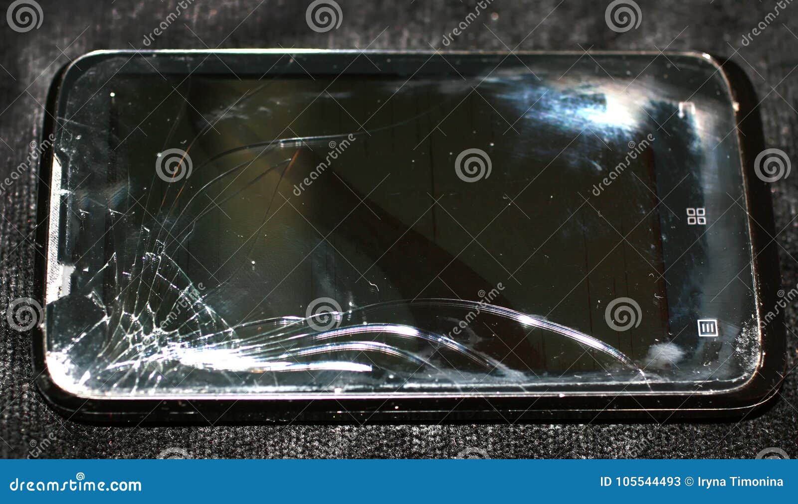 Broken Smartphone Screen. Phone Screen Broken in Cracks. Stock Image ...