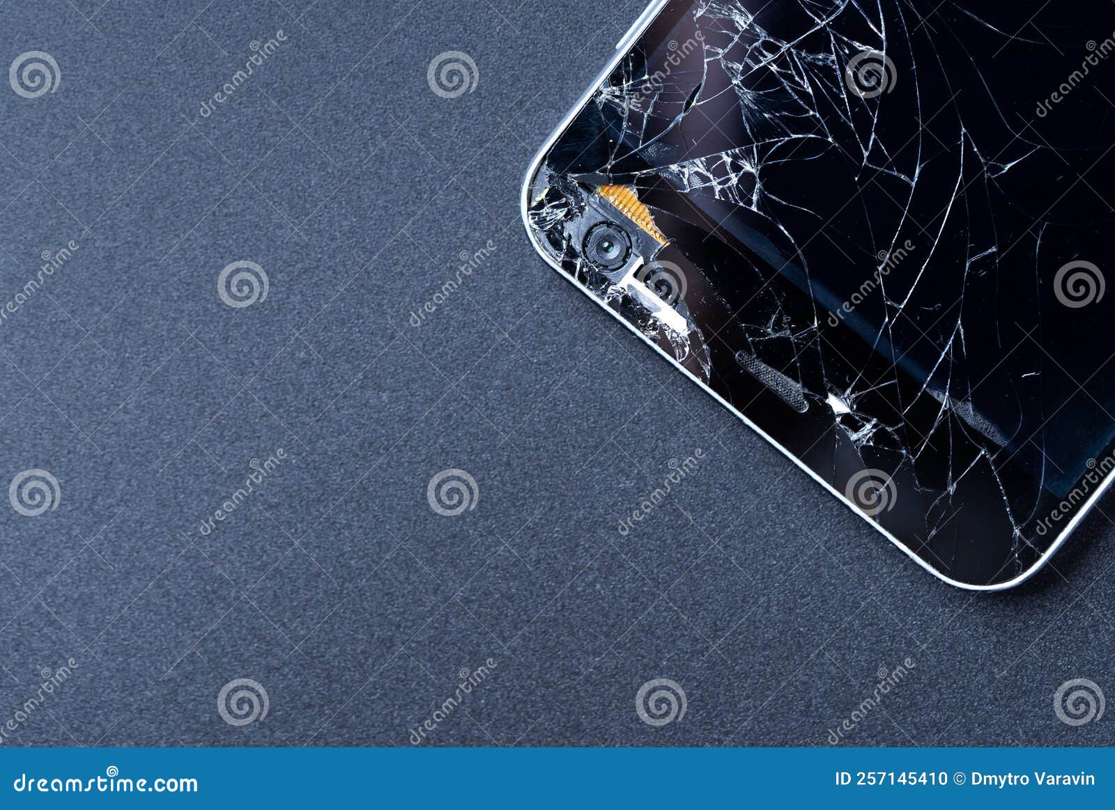 Broken Smartphone Screen Top View Stock Photo - Image of crushed ...