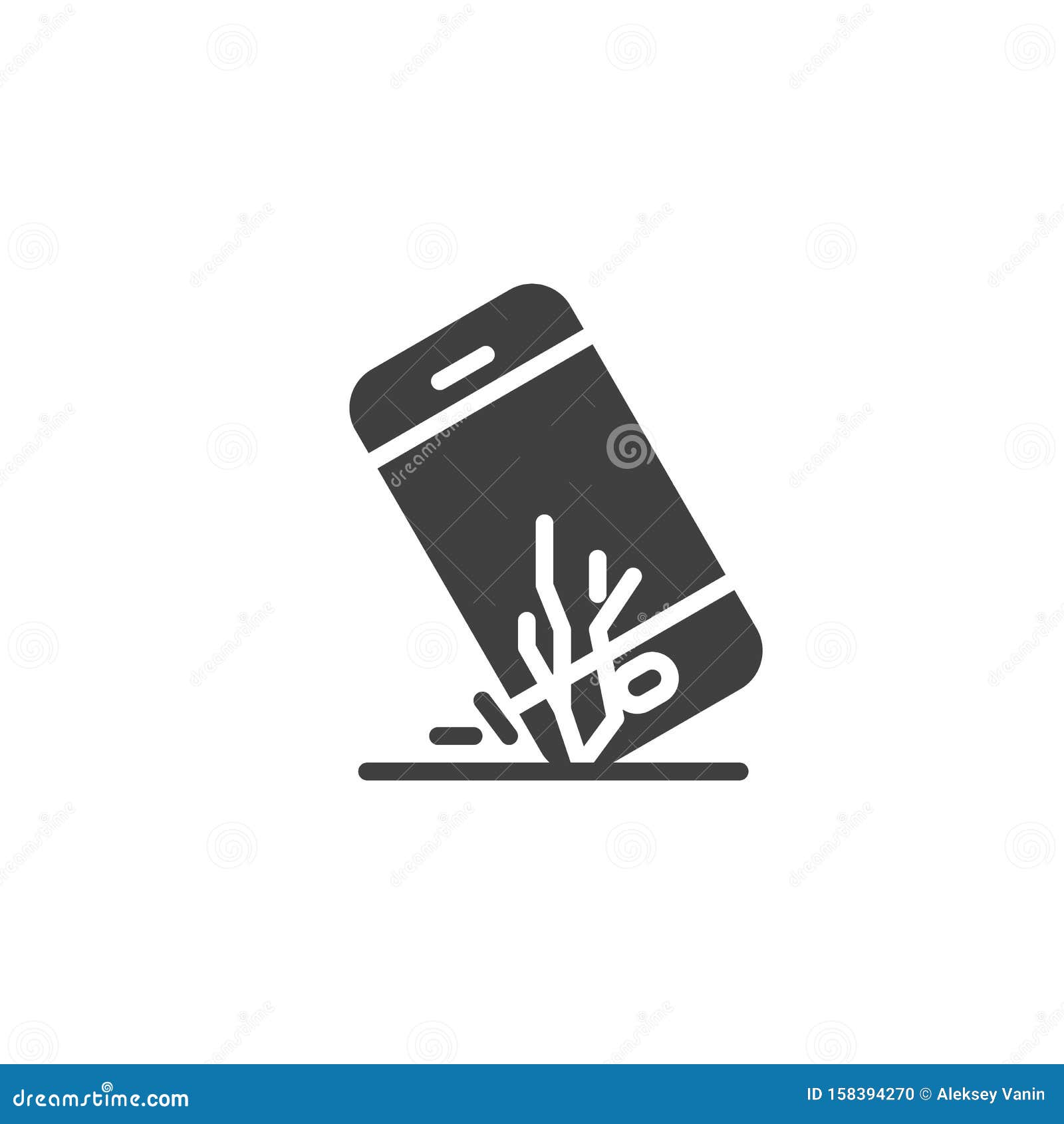 Phone Falls Icon On White Background. Broken Screen Sign. Phone Is ...