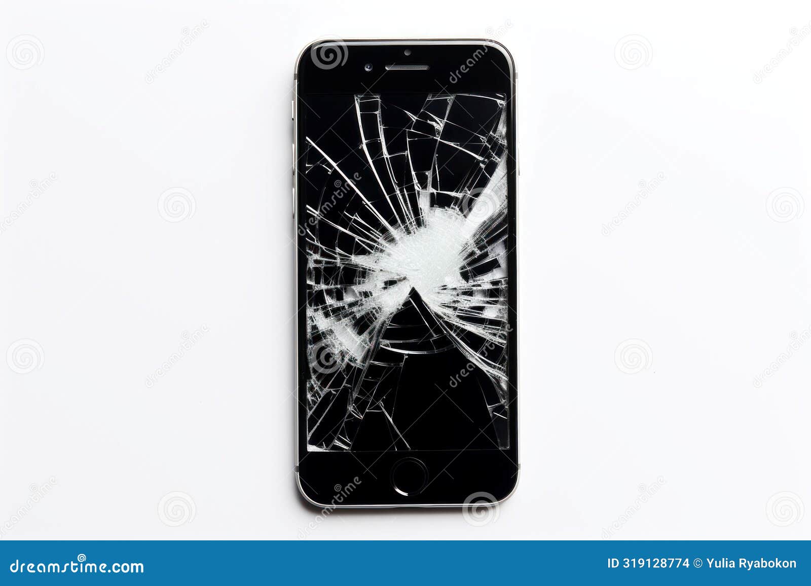 Broken Smartphone Screen on White Background Stock Illustration ...