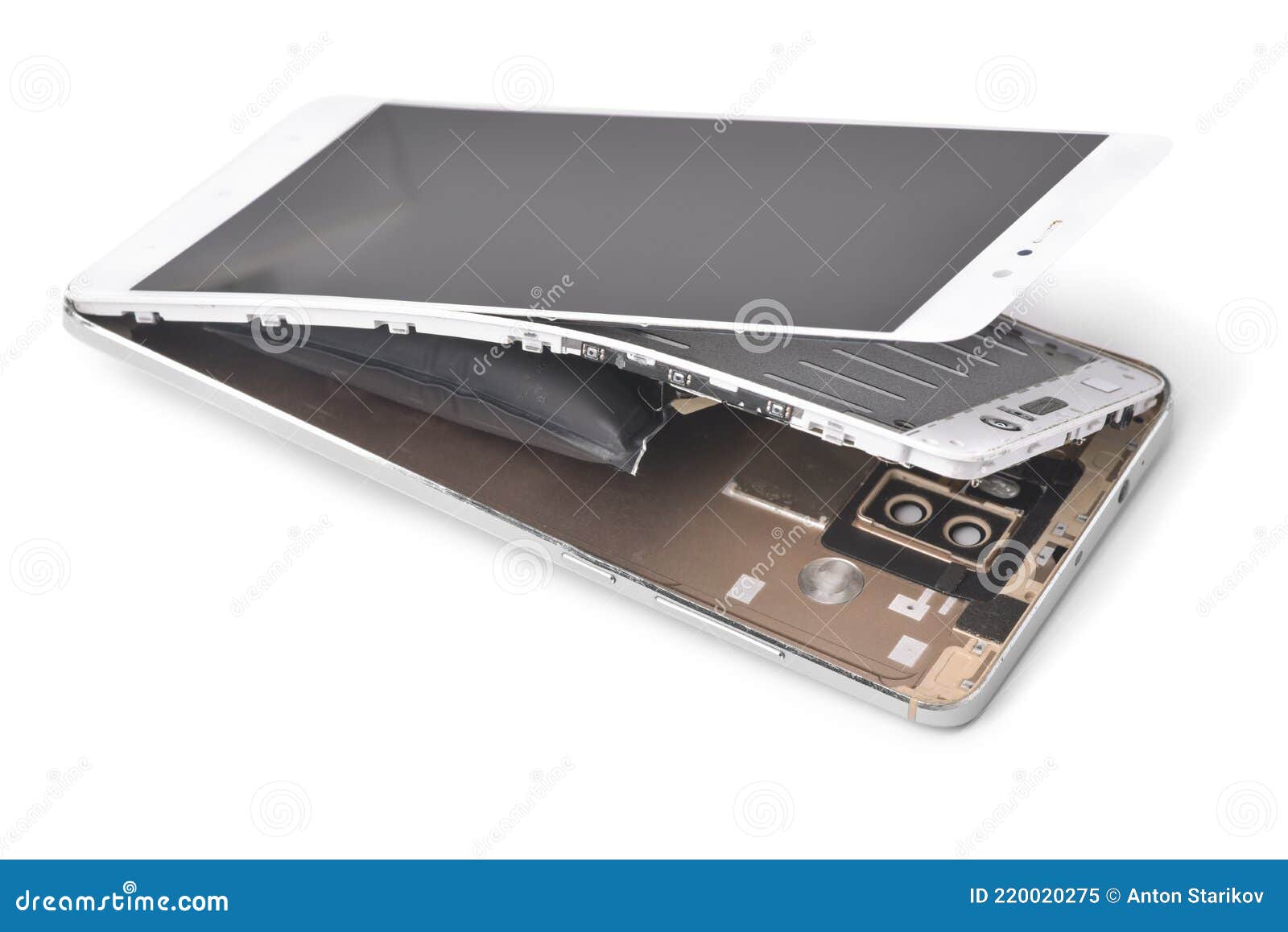 Broken Smartphone with Swollen Battery Stock Image - Image of damaged ...
