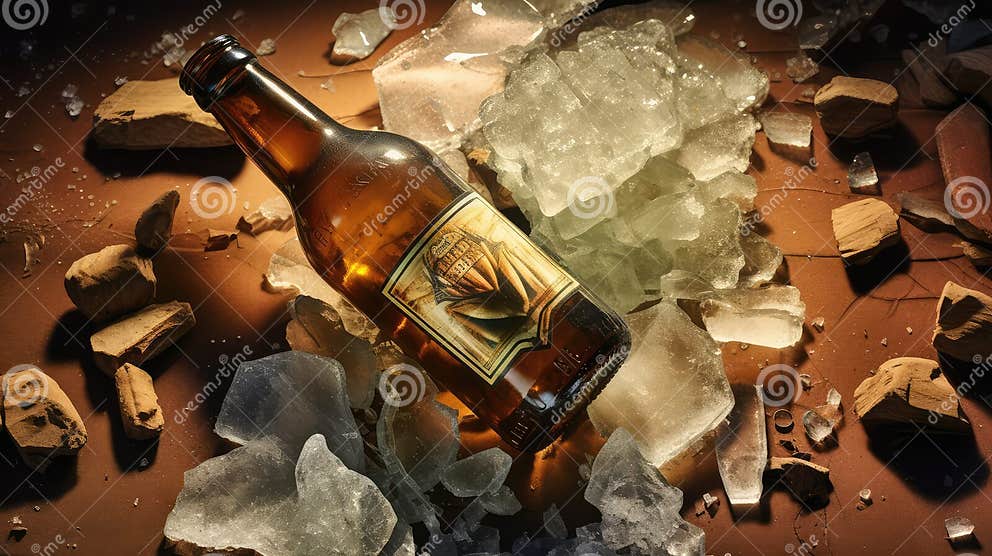 Broken smashed beer bottle stock illustration. Illustration of sharp ...