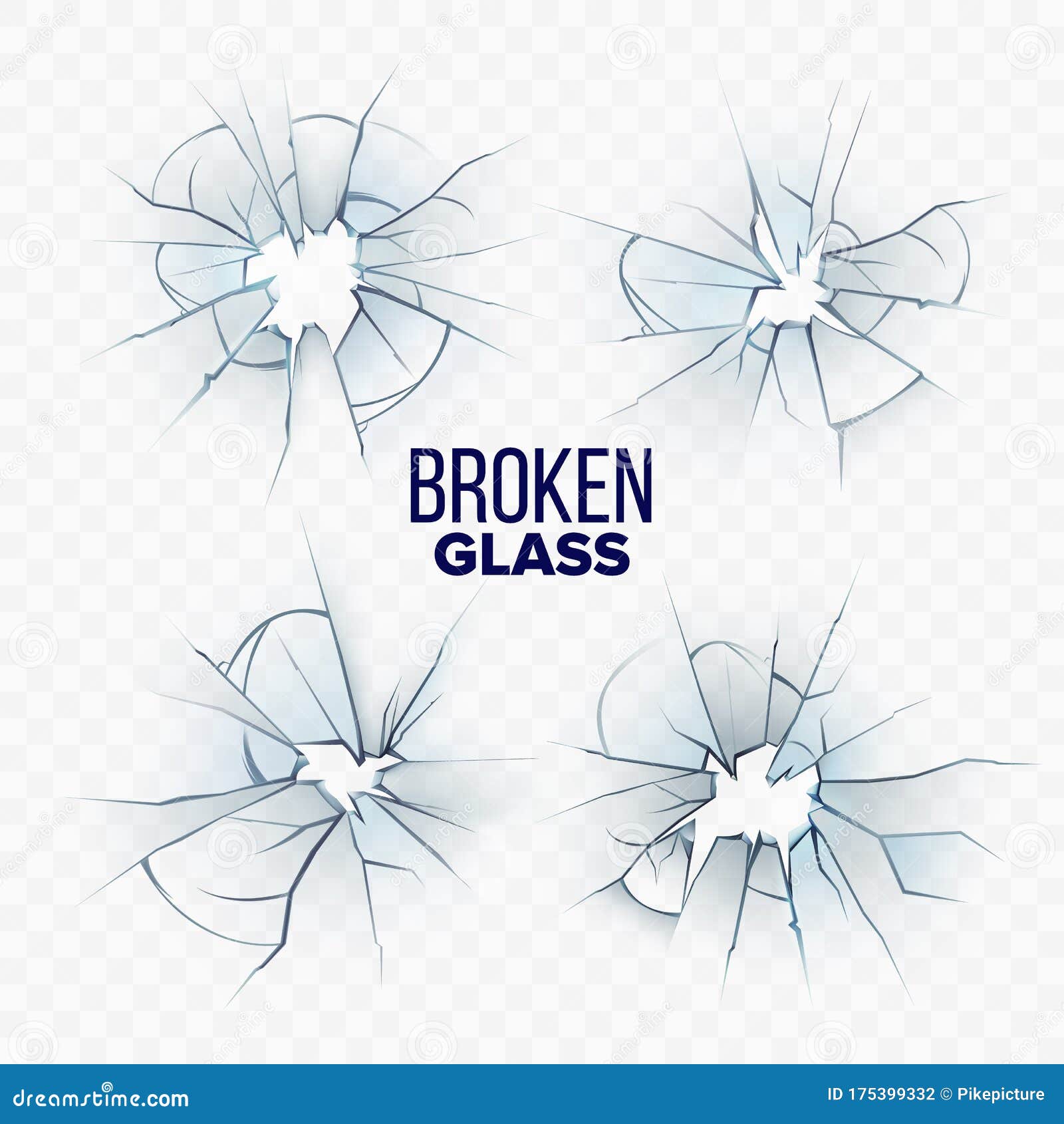 Broken and Smashed Glass Collection Set Vector Stock Vector ...