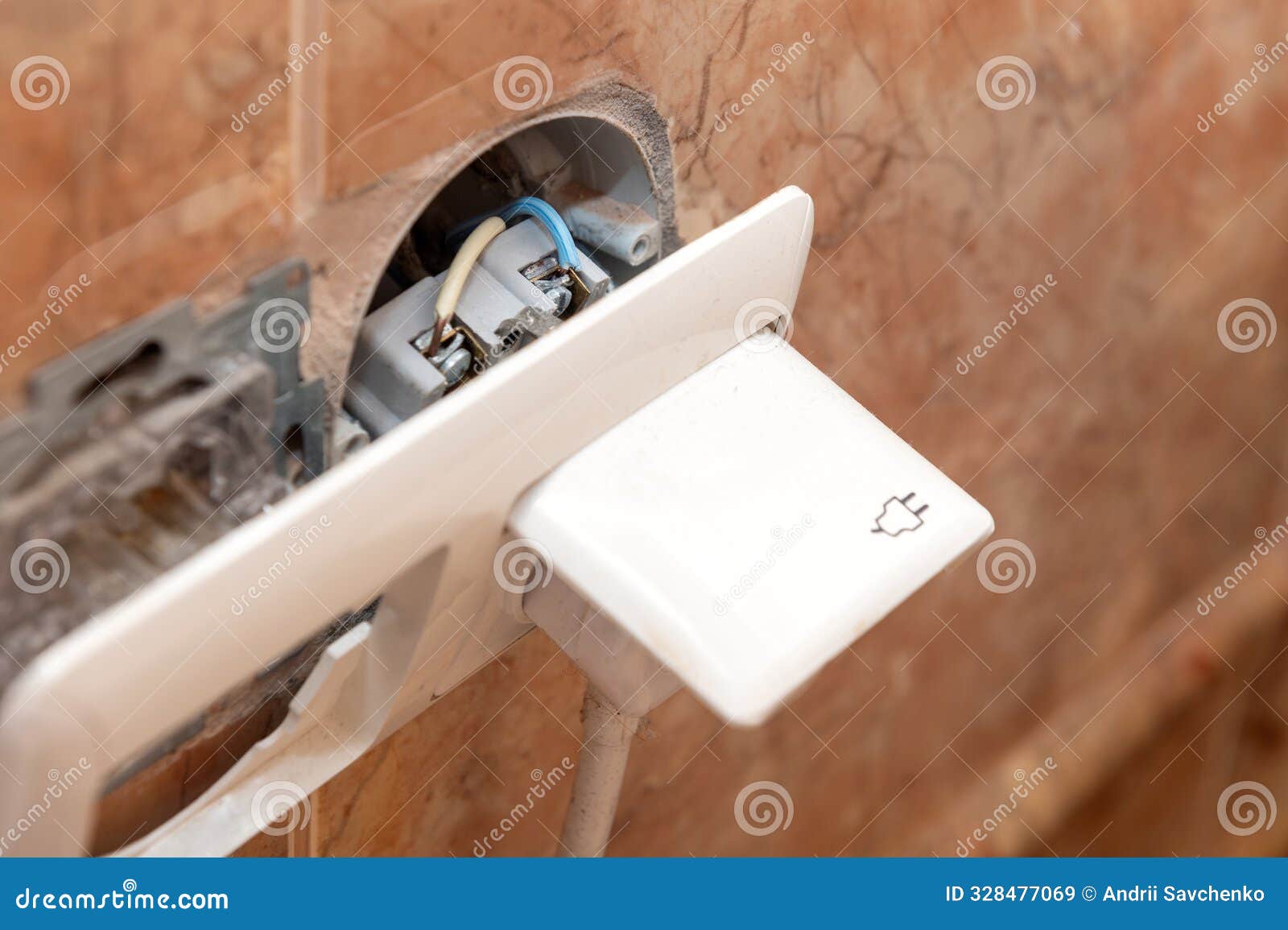 Dangerous Broken Electrical Socket. Broken Outlet Stock Image - Image ...