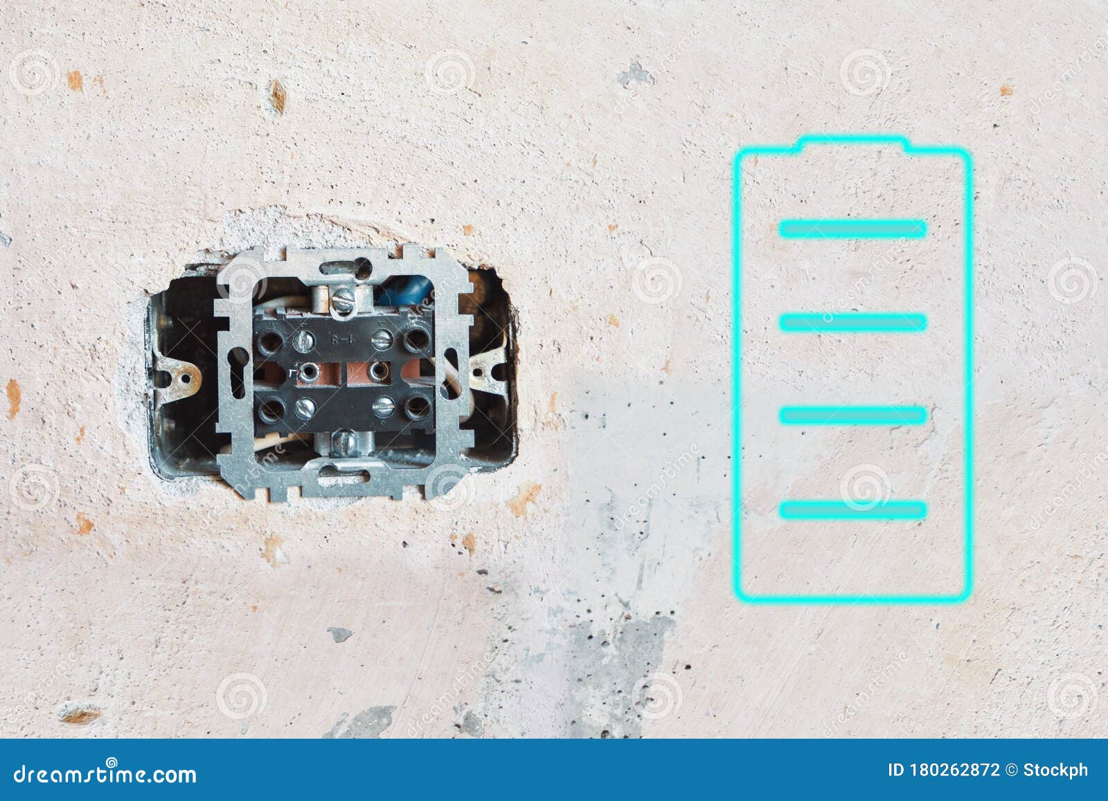 Broken Socket in Concrete Wall Stock Photo - Image of equipment ...